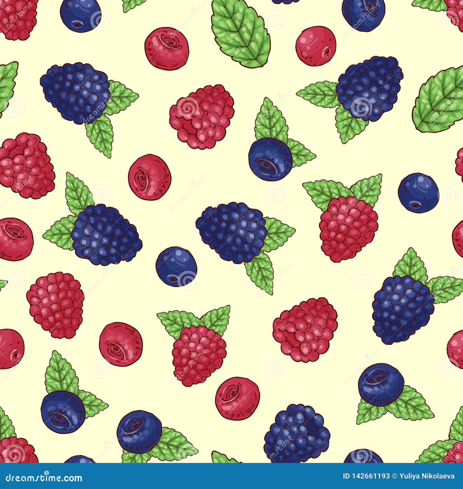 Seamless Pattern of Wild Berries. Vector Illustration Stock Vector ...