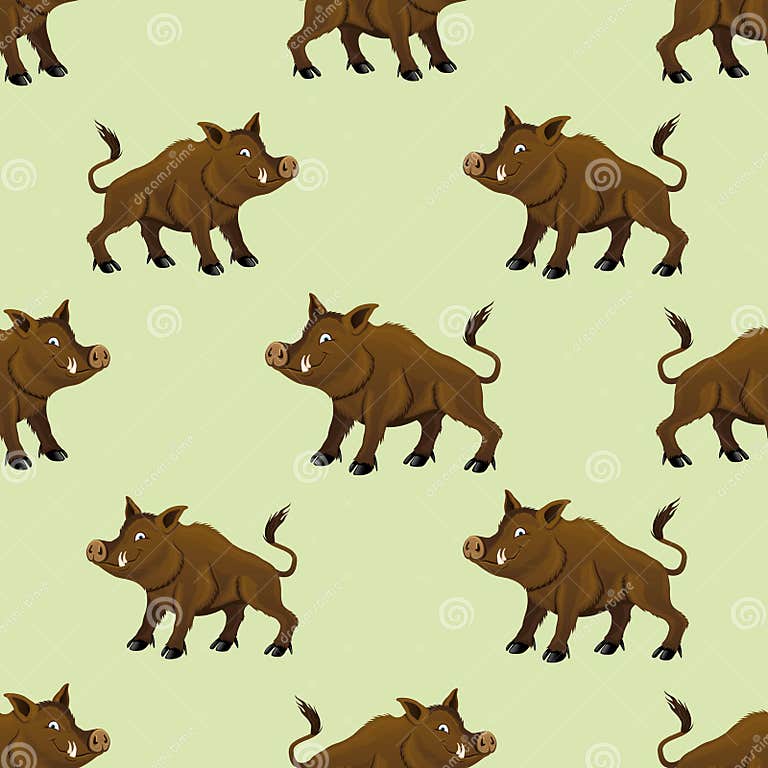 Seamless Pattern with Wild Boars. Stock Vector - Illustration of swine ...