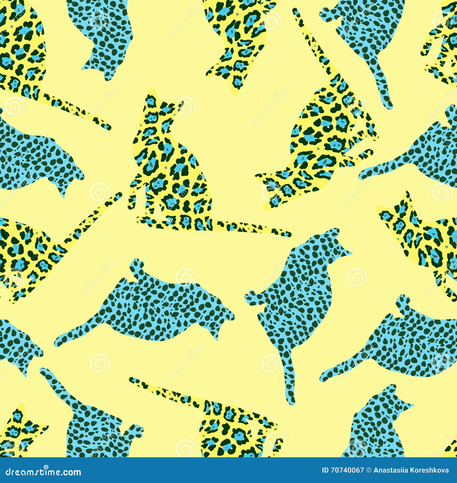 Seamless Pattern of Wild Cats. Stock Vector - Illustration of predator ...