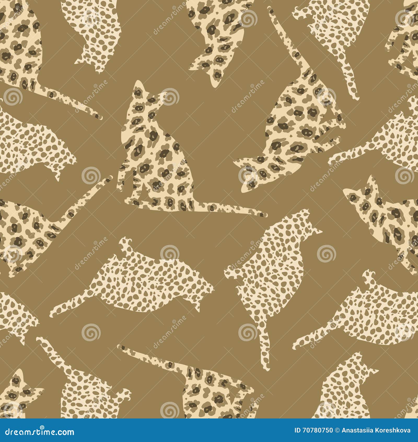 Seamless Pattern of Wild Cats. Stock Vector - Illustration of leather ...