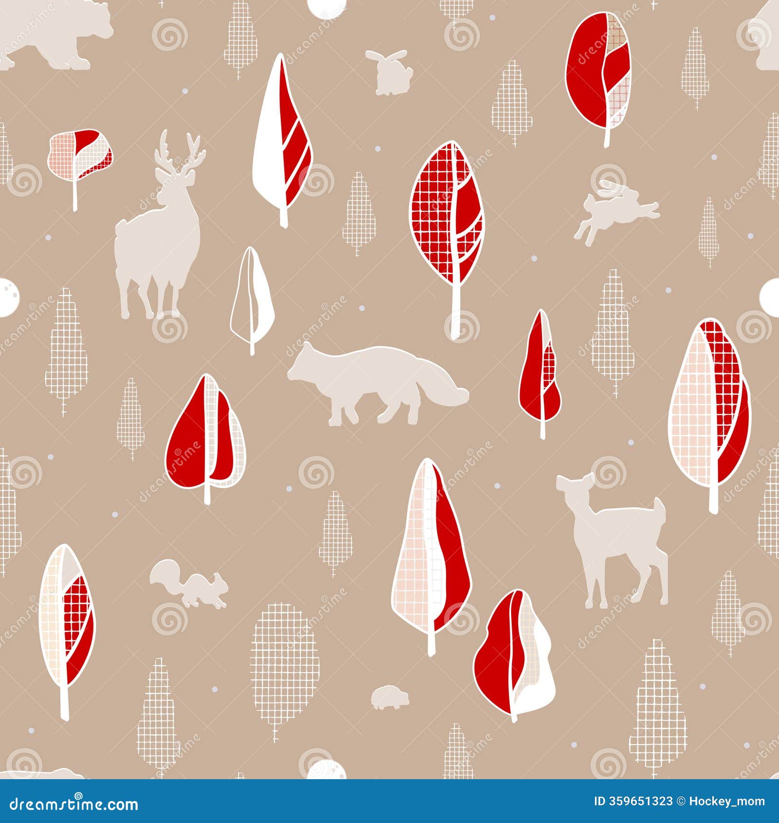 Seamless Pattern with Wild Forest Animals among the Trees Stock Illustration - Illustration of ...