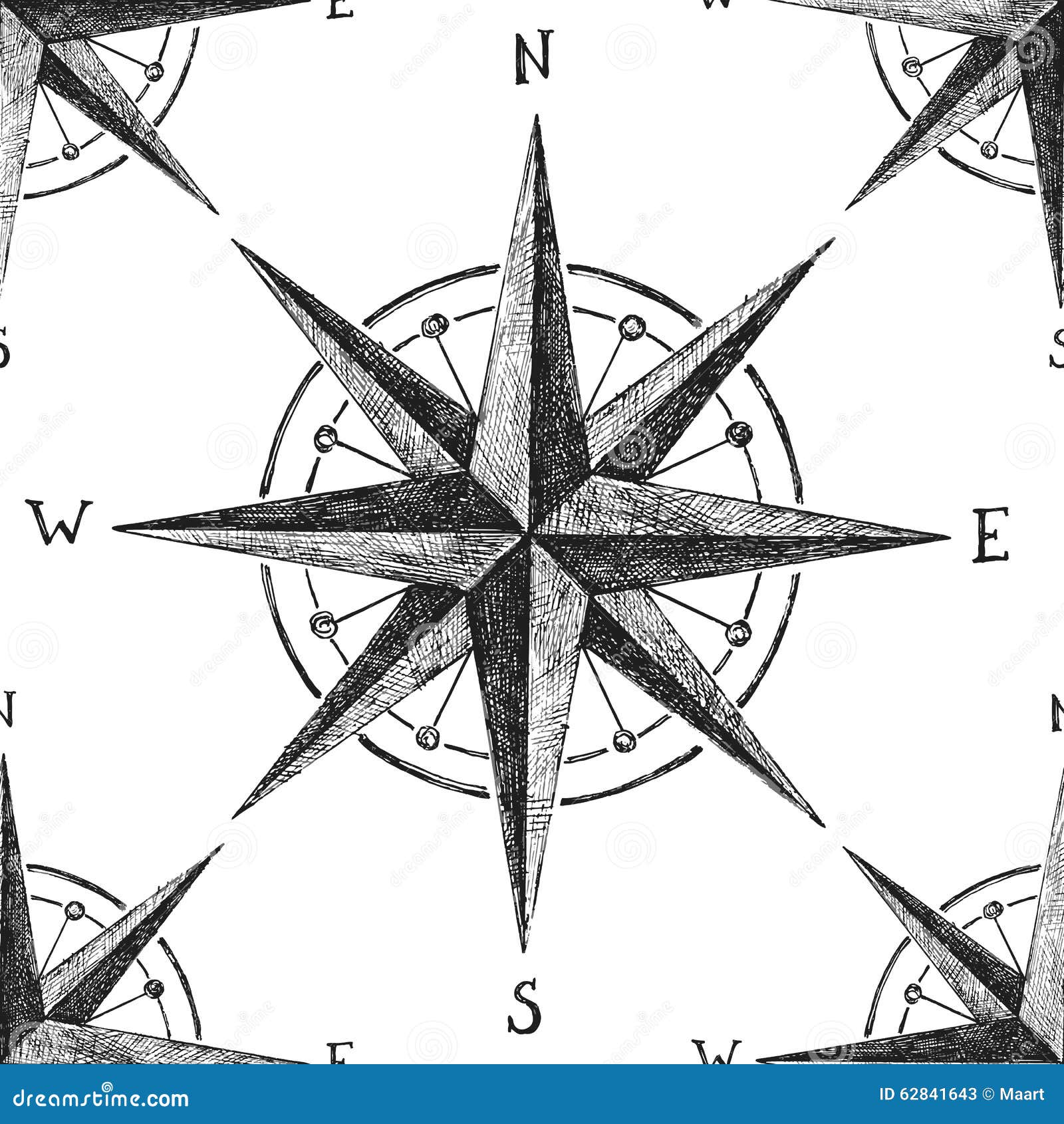 Seamless Pattern with Wind Rose Stock Vector - Illustration of pattern ...