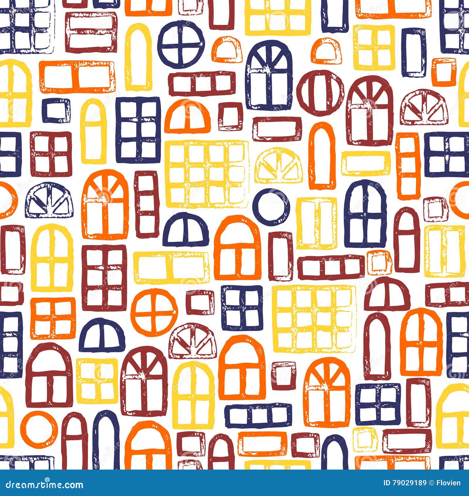 Seamless Pattern of Windows. Trace Doodle Stock Vector - Illustration ...