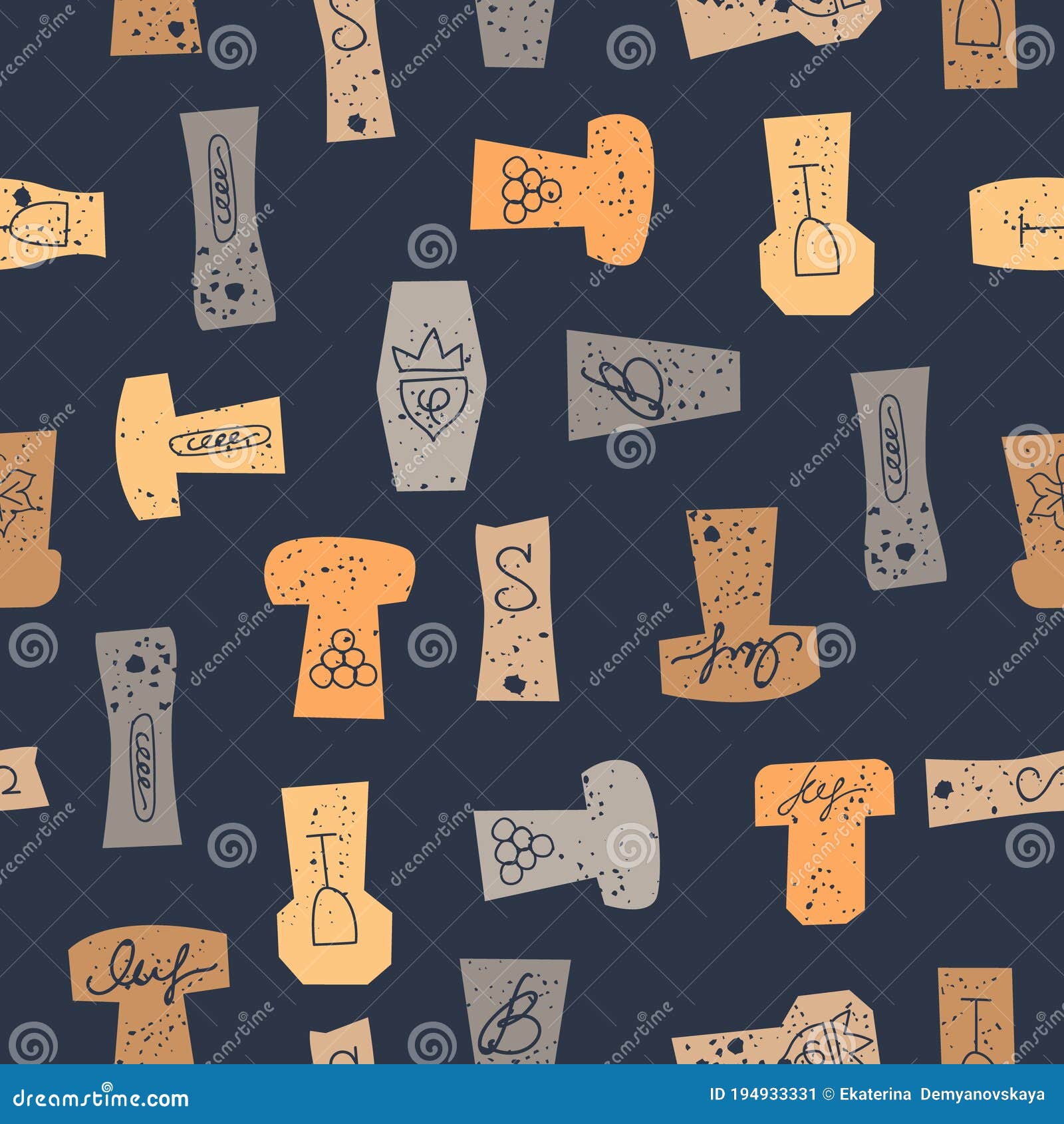Seamless Pattern of Wine Corks. Vector Illustration Stock Vector ...