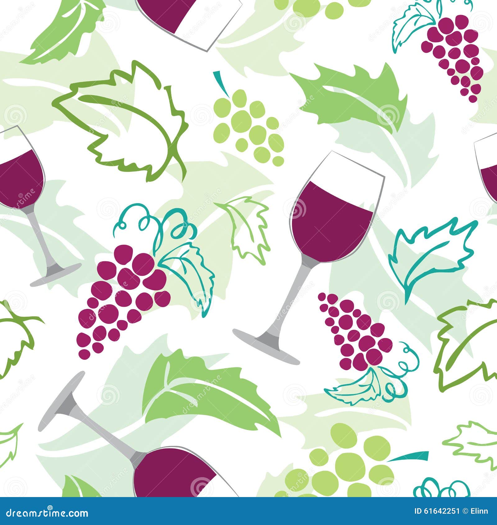 Seamless Pattern - Wine Glass, Grapes Stock Vector - Illustration of ...
