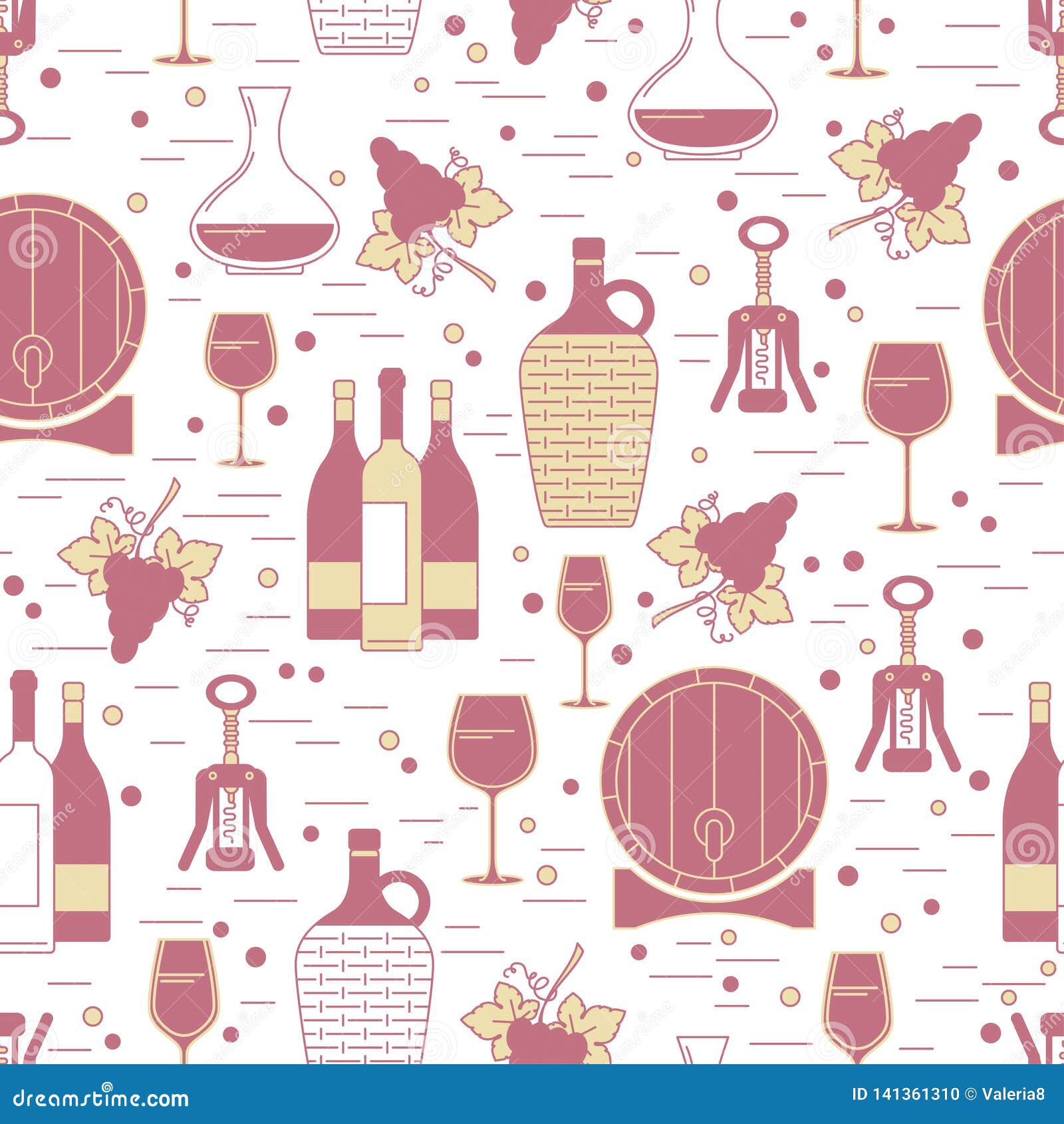 Seamless Pattern with Winemaking Design Element on White Background ...