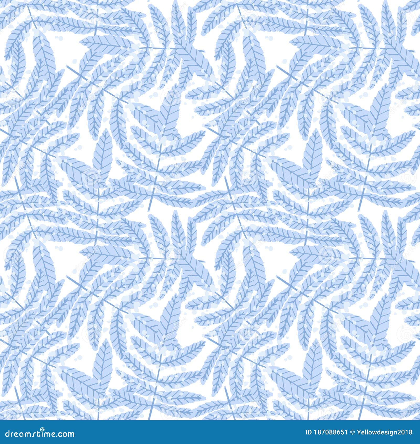 Seamless Pattern with Winter Branch Leaves on White Background. Vector ...