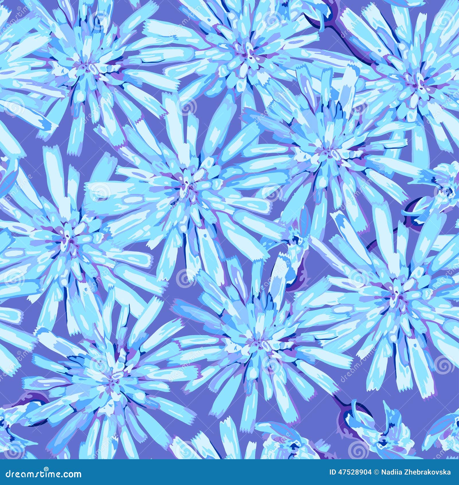 Seamless Pattern of Winter Frozen Blue Flowers Stock Vector ...