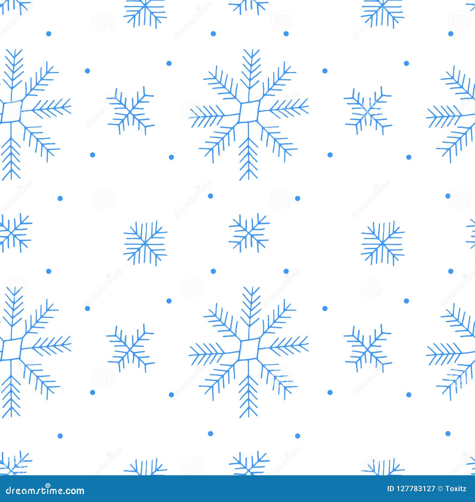 Seamless Pattern of Winter Snowflakes, Doodle Cartoon Vector ...