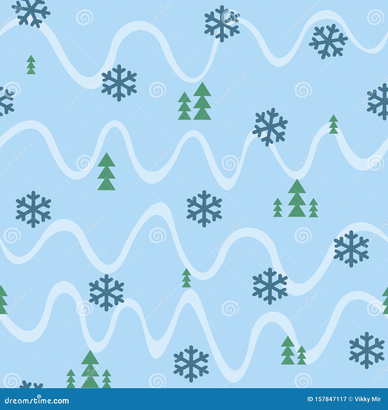Seamless Pattern Winter Tree Snow Contrasting Stock Vector ...