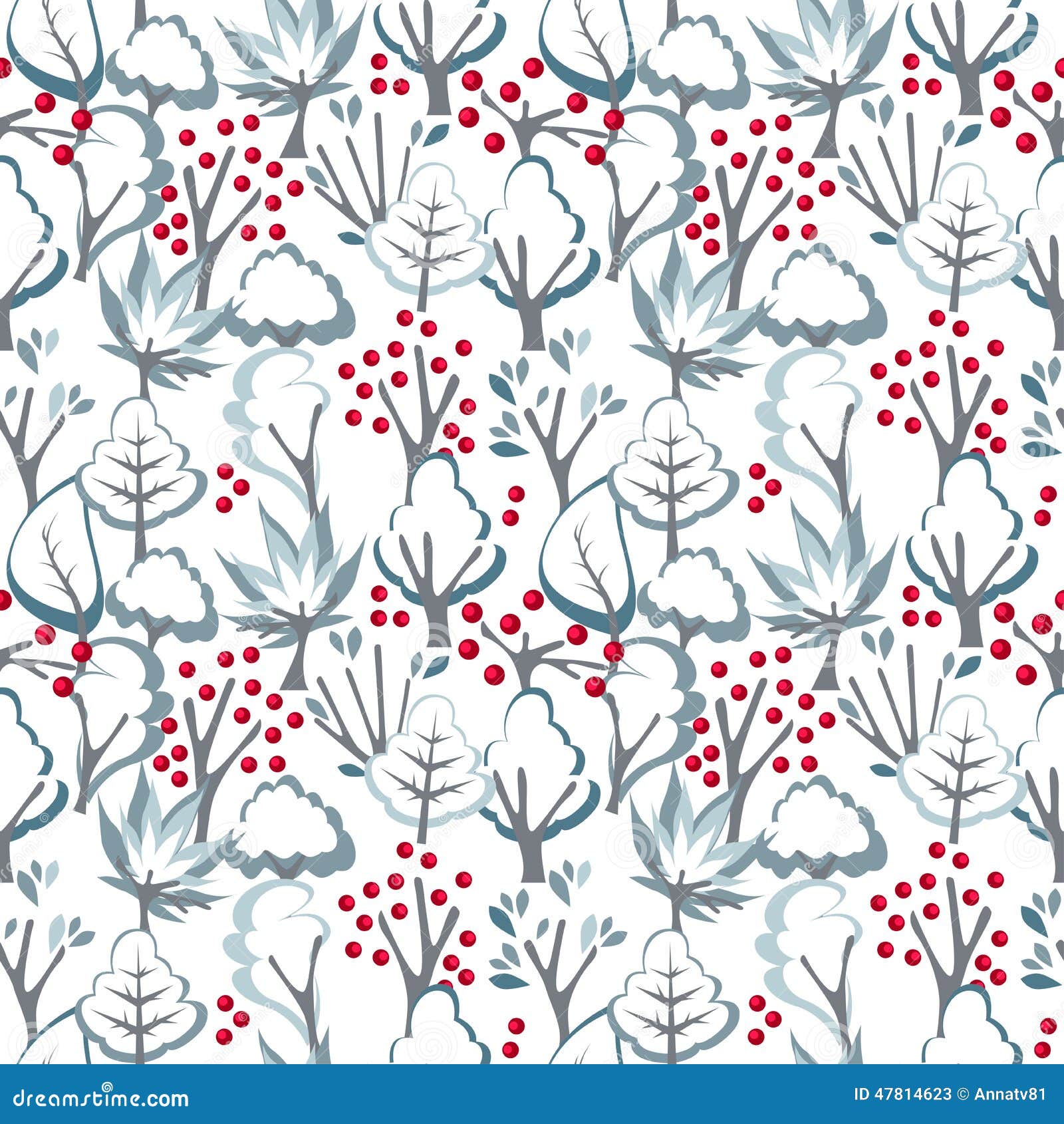 Seamless Pattern with Winter Trees. Stock Illustration - Illustration ...