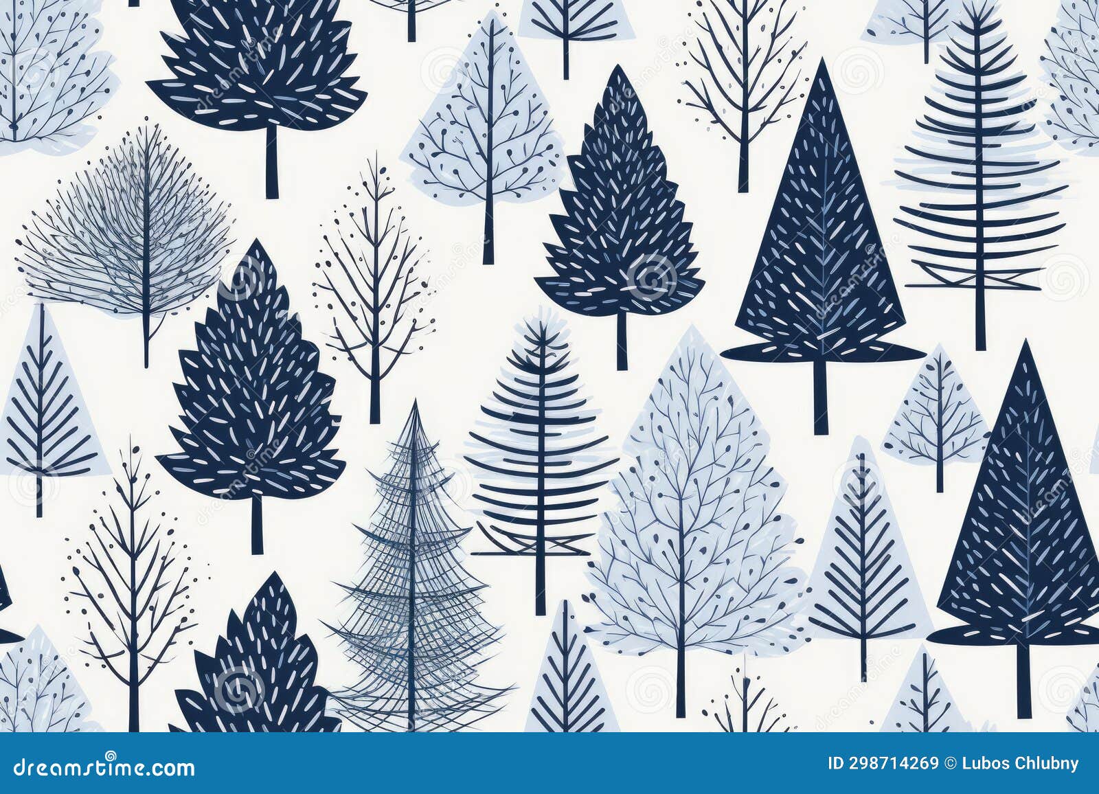 Seamless Pattern with Winter Trees. Scandinavian Style Stock ...