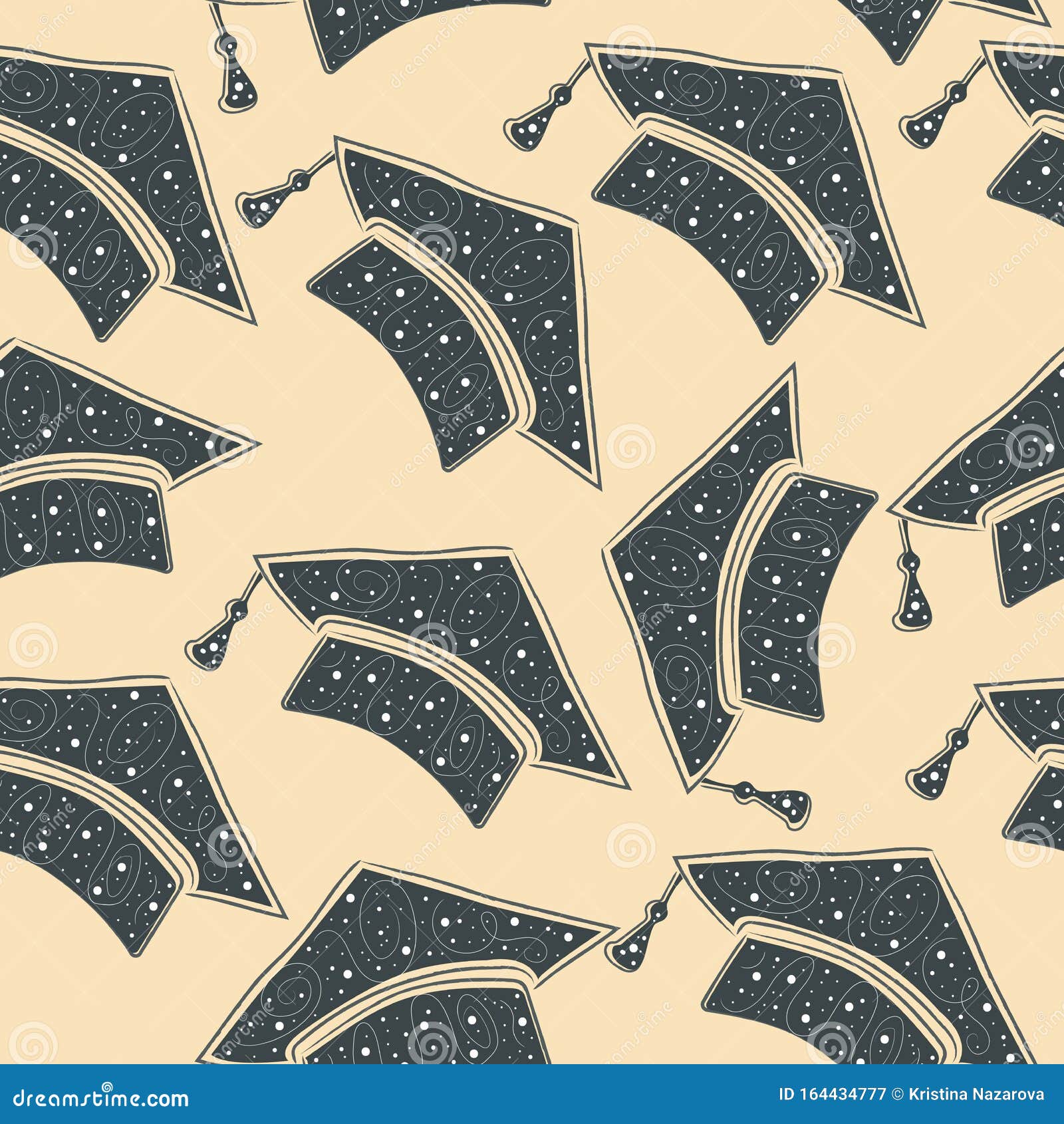 Seamless Pattern Wit Graduation Caps. Delicate Design Stock ...