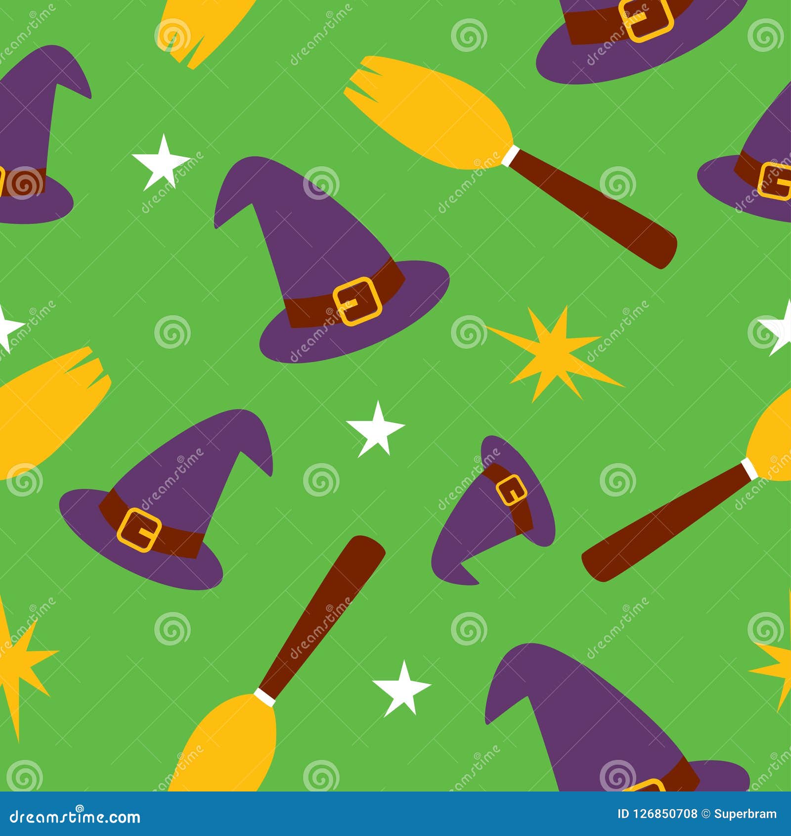 Seamless pattern witch stock vector. Illustration of star - 126850708