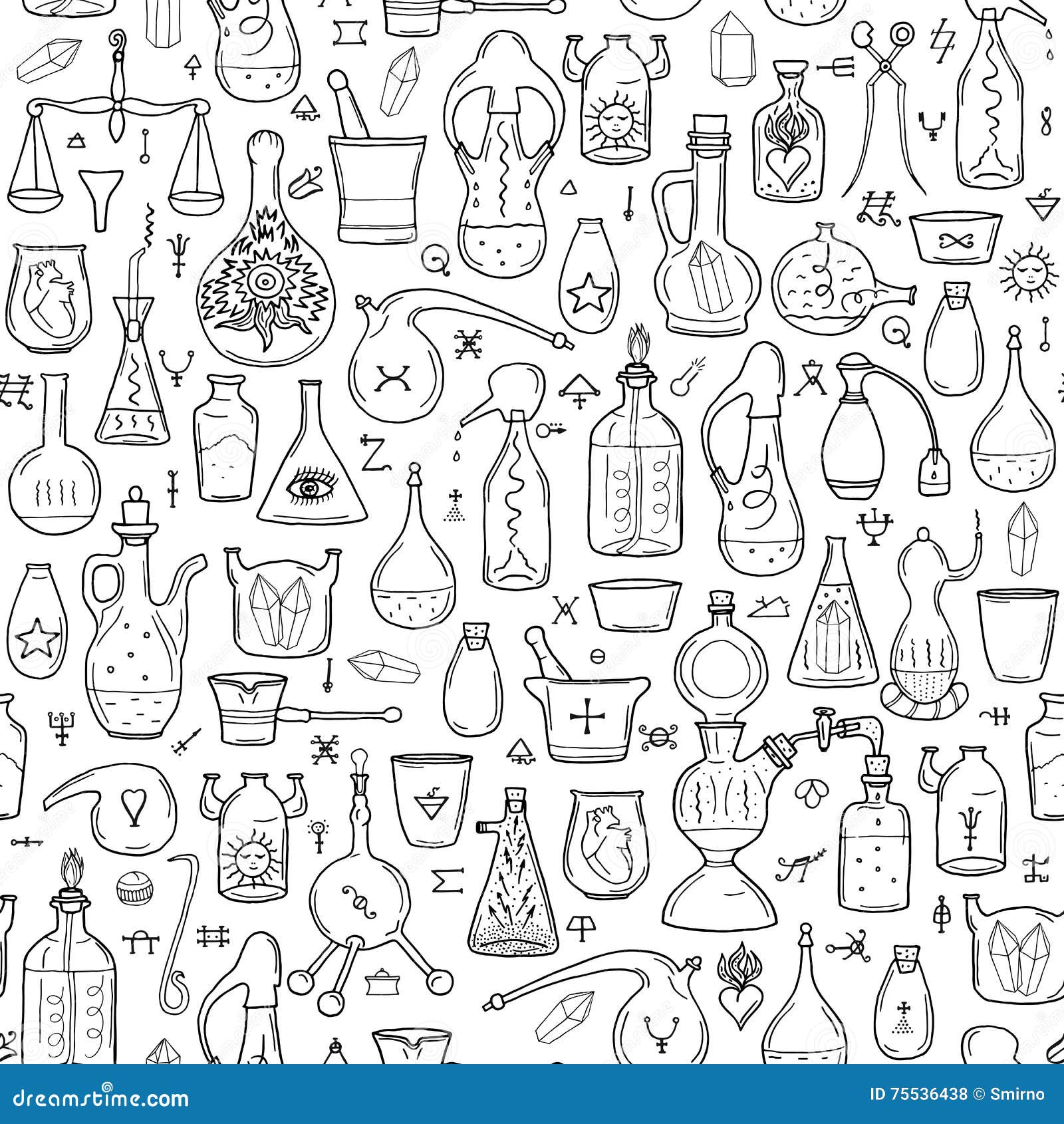 Seamless Pattern Withs Alchemy Signs Stock Vector - Illustration of ...