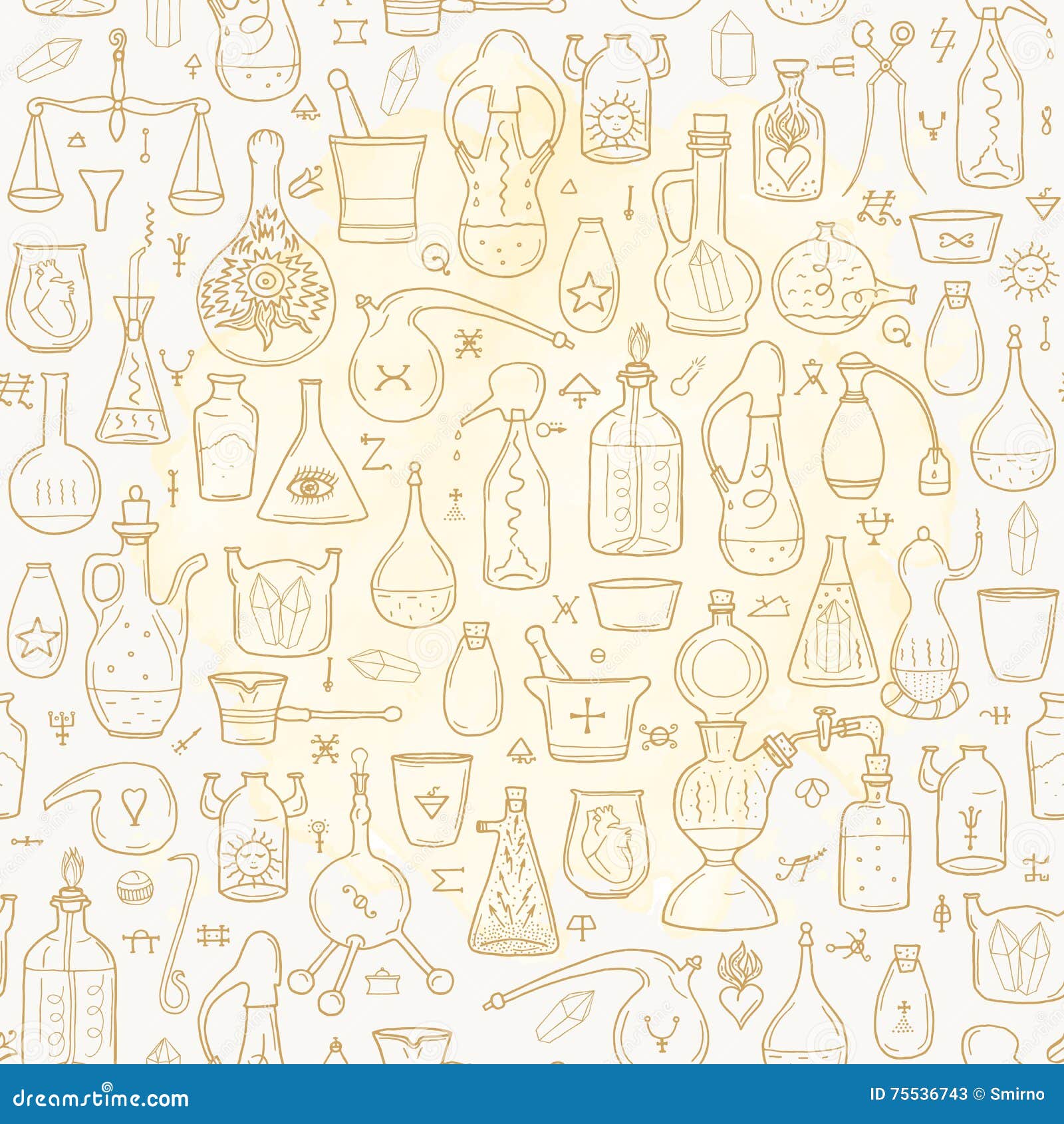 Seamless Pattern Withs Alchemy Signs Stock Vector - Illustration of ...