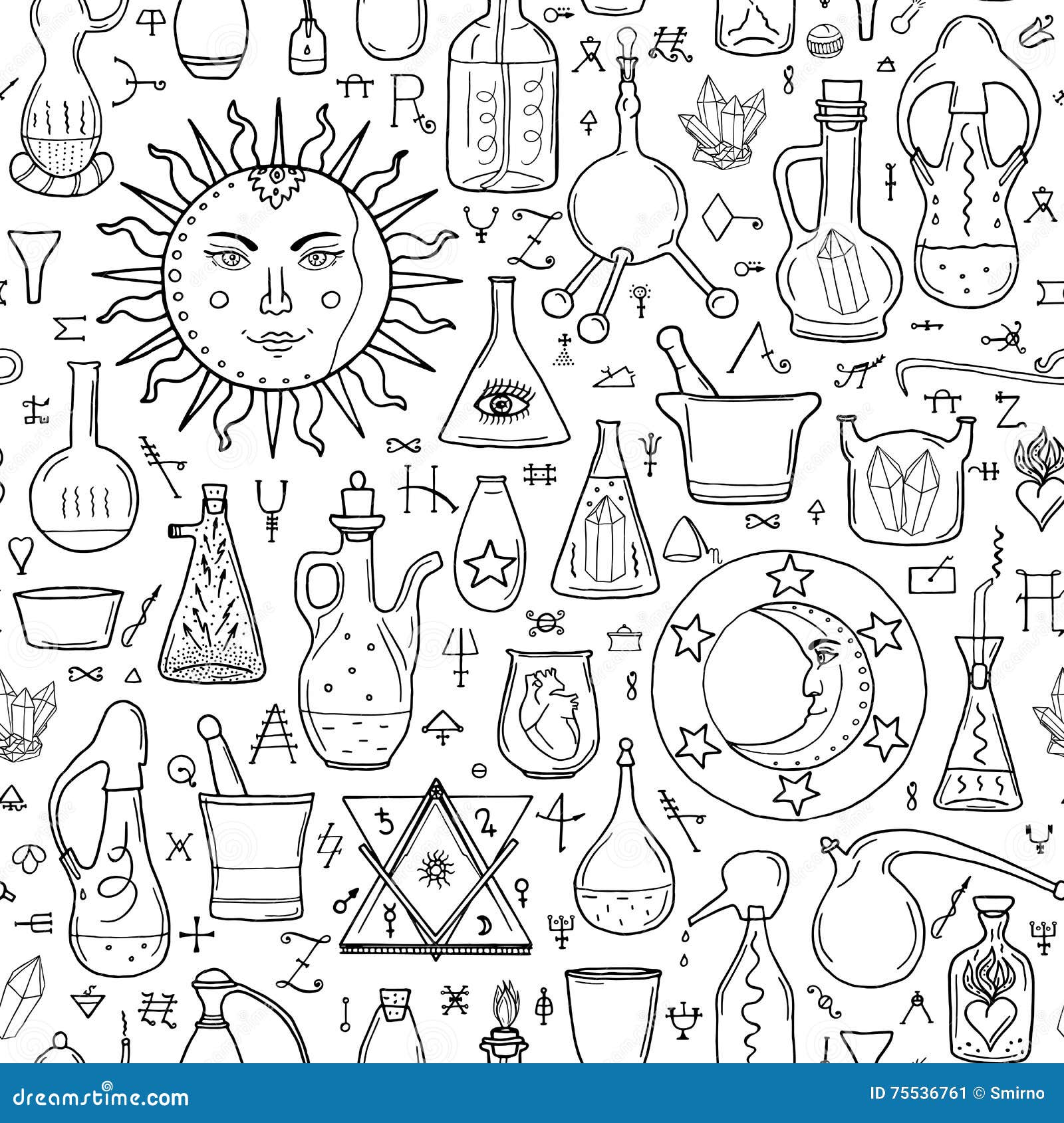 Seamless Pattern Withs Alchemy Signs Stock Vector - Illustration of ...