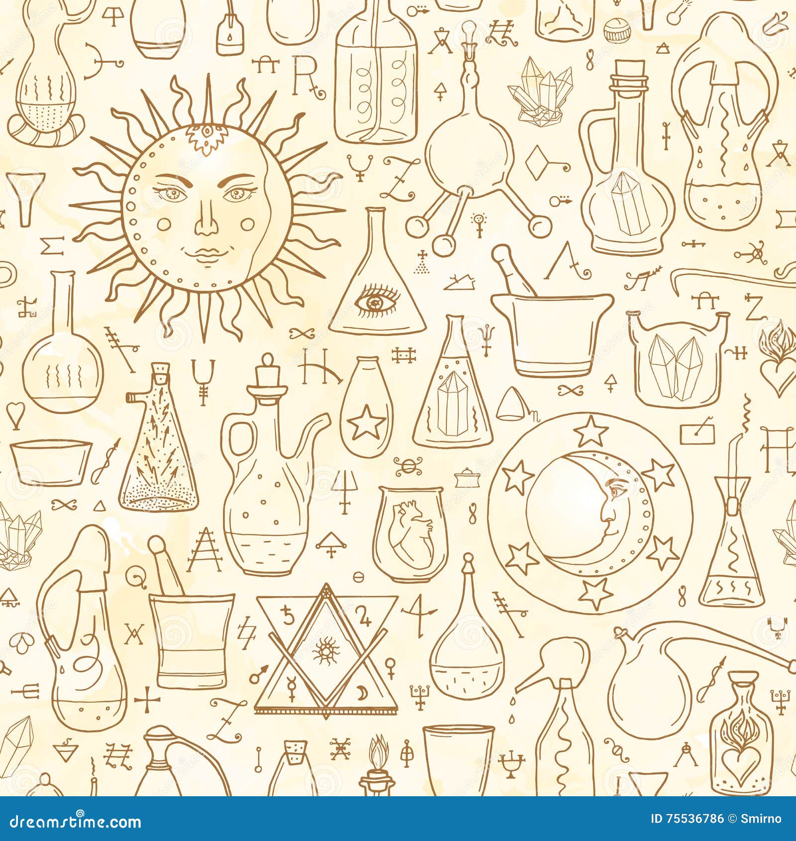 Seamless Pattern Withs Alchemy Signs Stock Vector - Illustration of ...