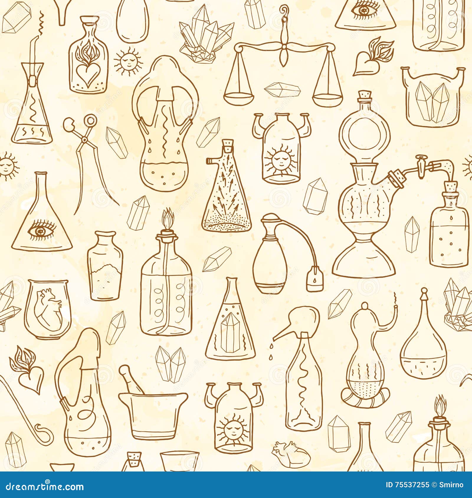 Seamless Pattern Withs Alchemy Signs Stock Vector - Illustration of ...