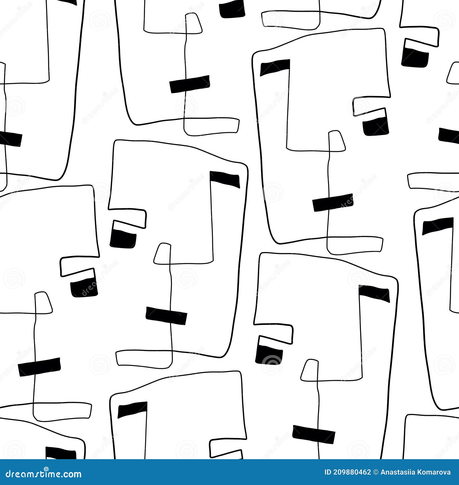 Seamless Pattern Witn Linear Art. Continuous Line. Modern Outine Design ...