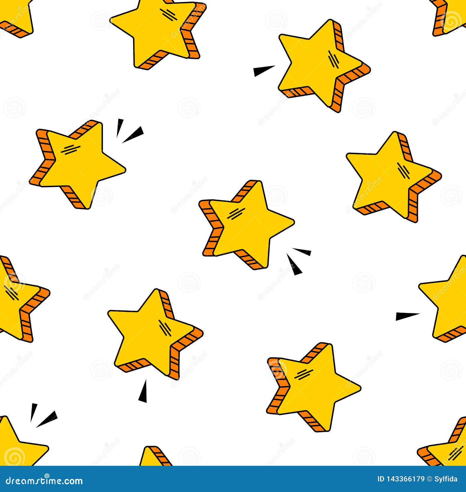 Seamless Pattern Witn Yellow Comic Stars in Pop Art Style on White ...