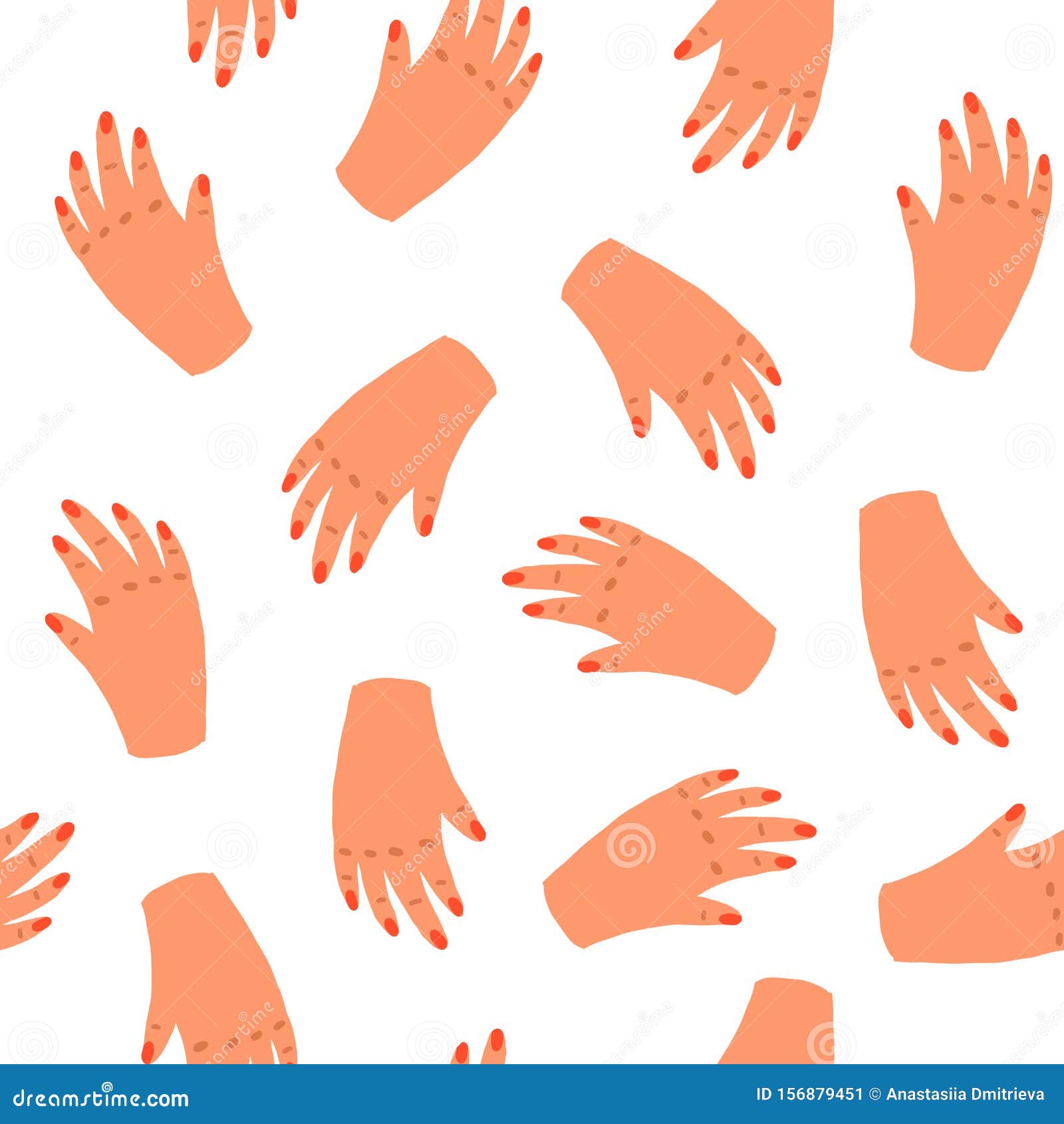 Seamless Pattern with Woman Hands. Vector Endless Background with ...