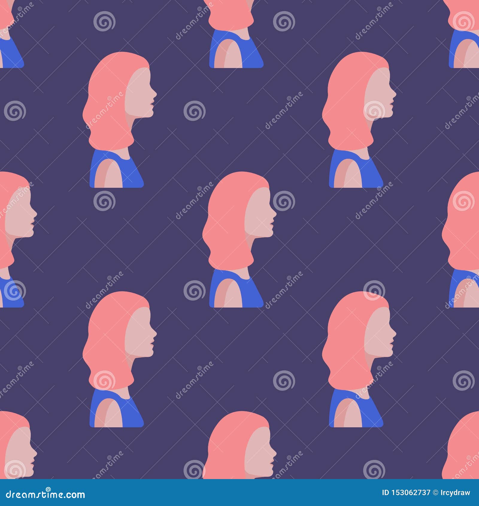 Seamless Pattern with Women Faces. Flat Vector Stock Vector ...