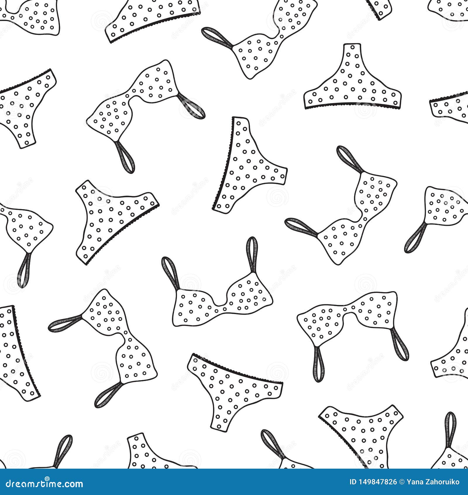 Seamless Pattern With Women Underwear Lingerie Background Hand Drawn