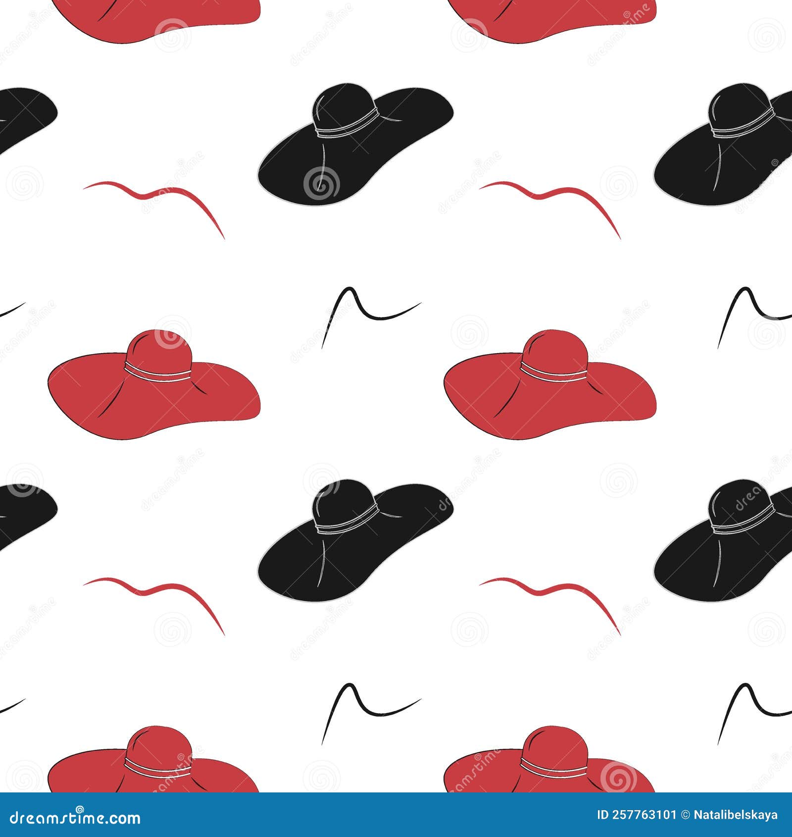 Seamless Pattern from Womens Hat and Abstract Design Elements on a ...