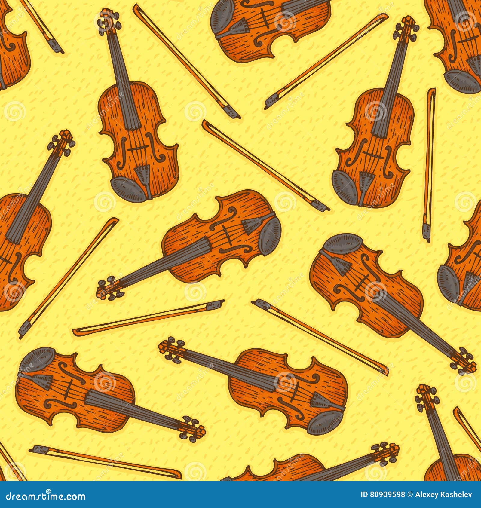 Seamless Pattern with Wooden Fiddle or Violin Stock Vector ...