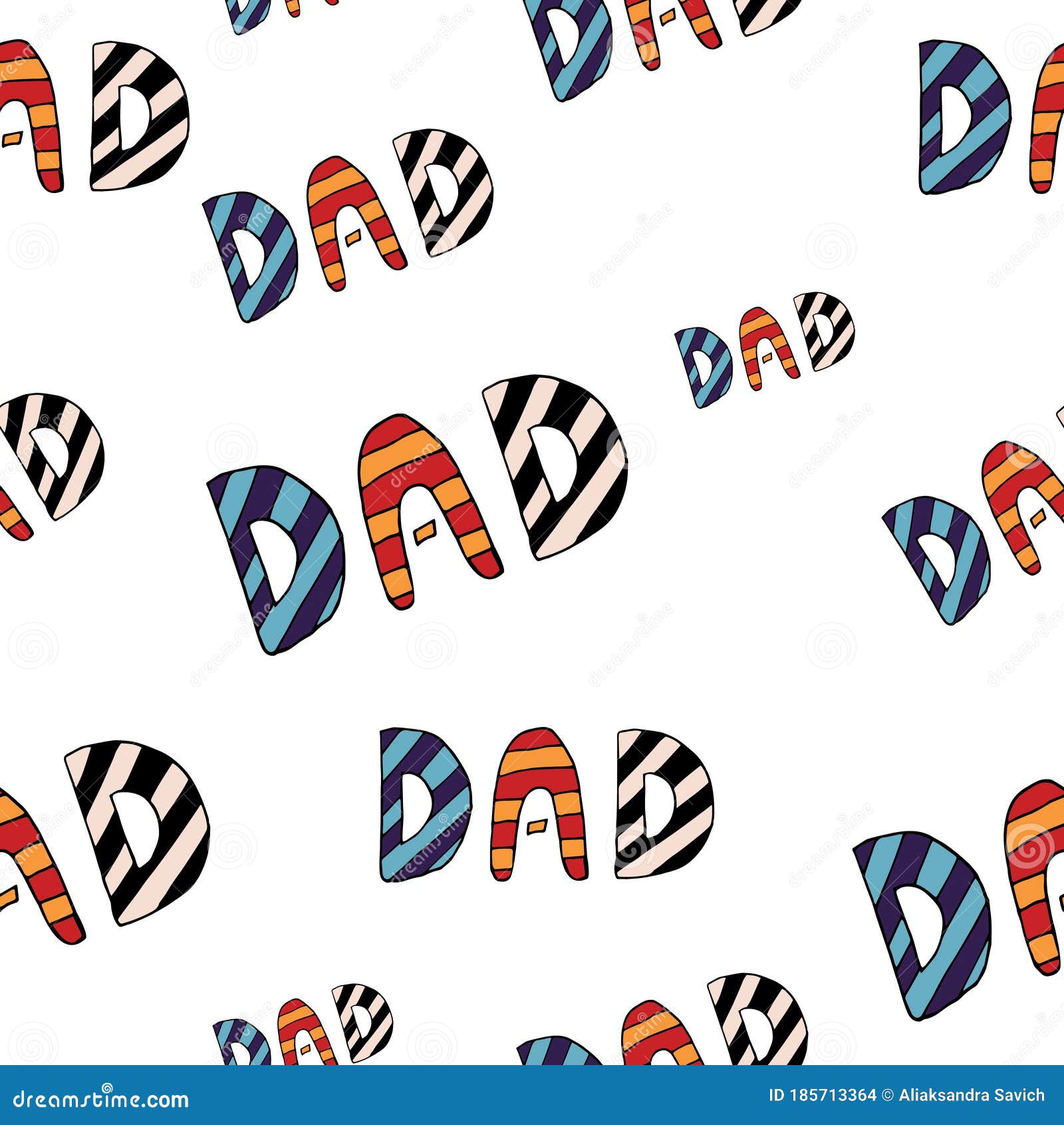 Seamless Pattern with the Word Dad, Printable Illustration Stock Vector ...