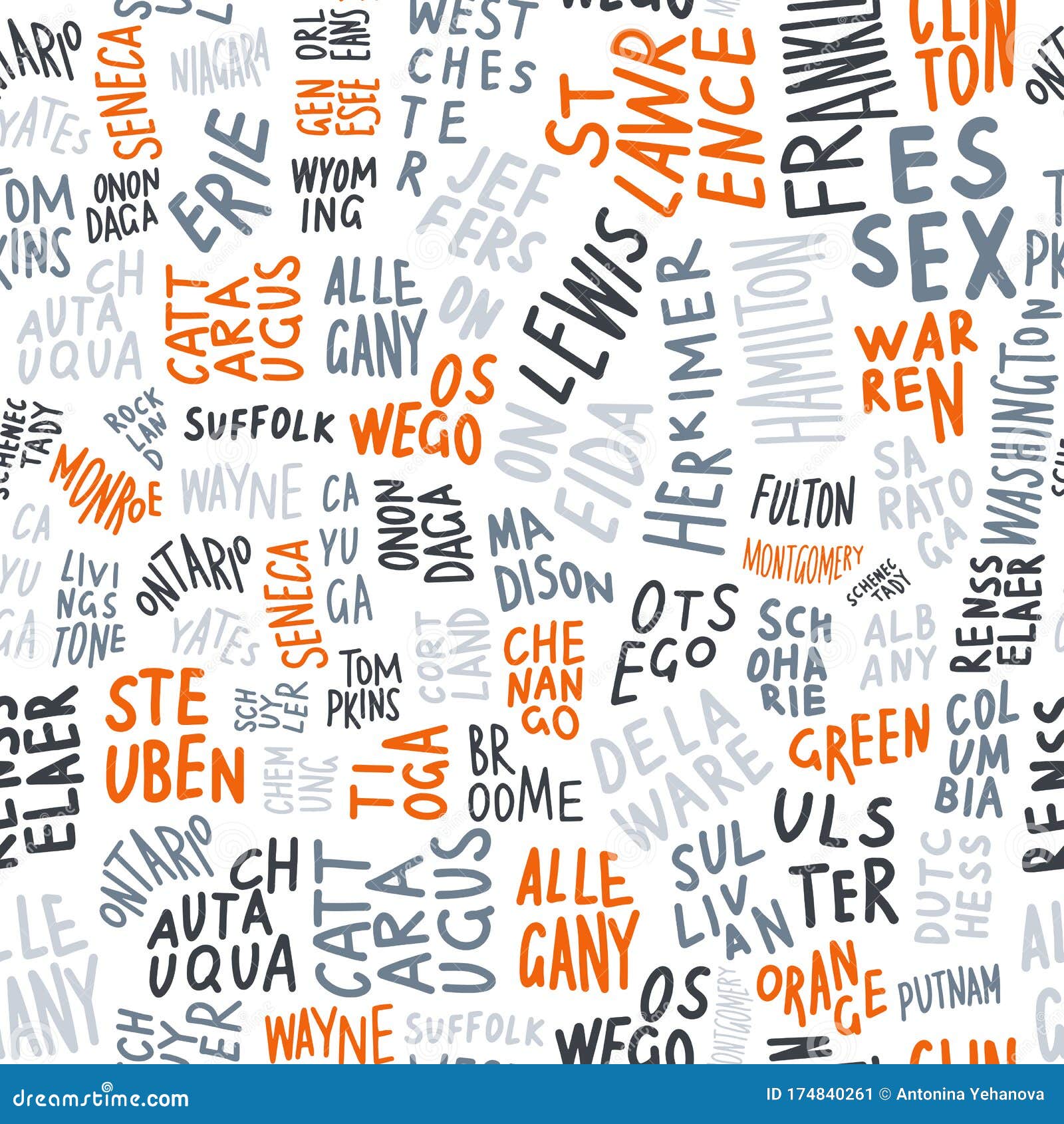 Seamless Pattern of Words. Hand-drawn Calligraphy Stock Vector ...