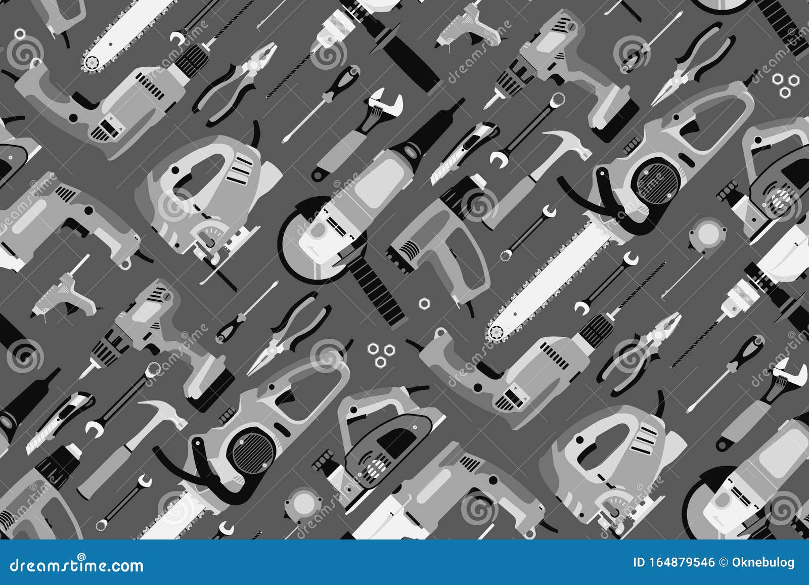 Seamless Pattern with Work Tools. Vector Stock Vector - Illustration of ...