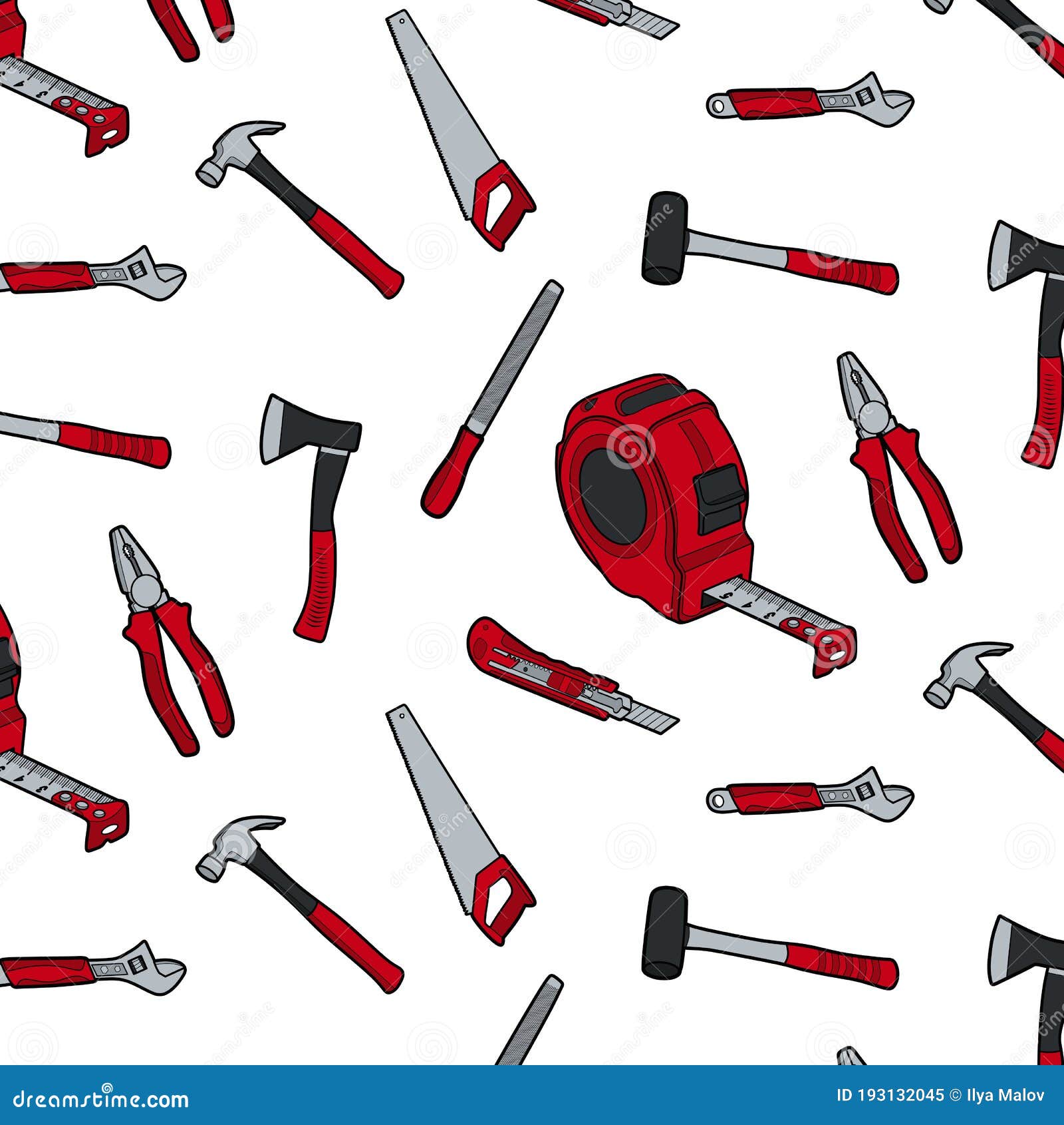 Seamless Pattern. Working Tools Icon Set Vector Illustration Line Art ...