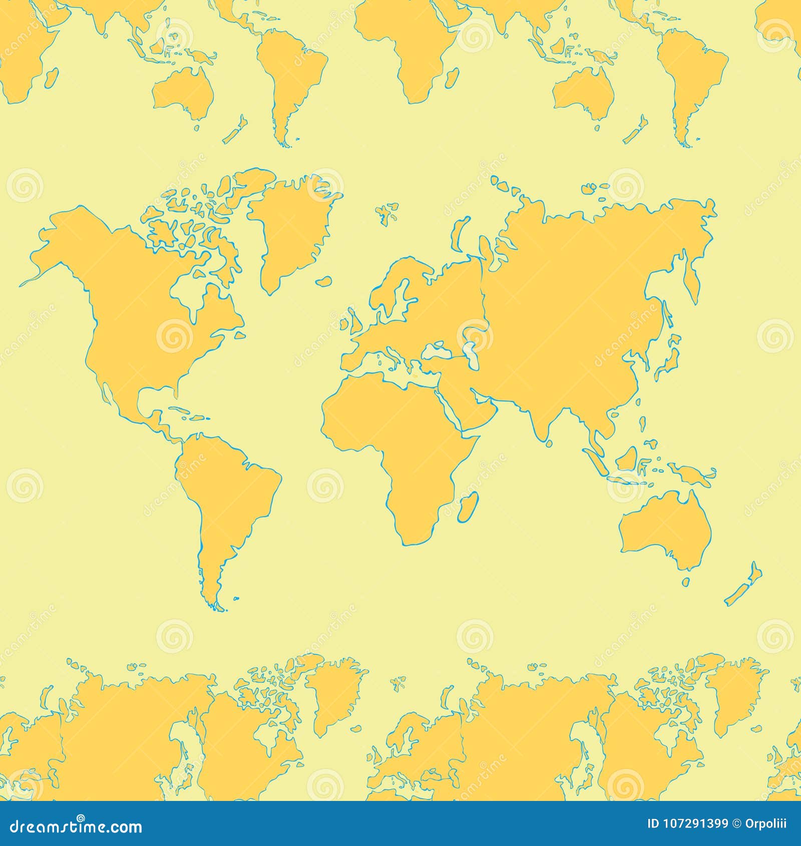 Seamless Pattern World Map Continents and Countries. Vector ...
