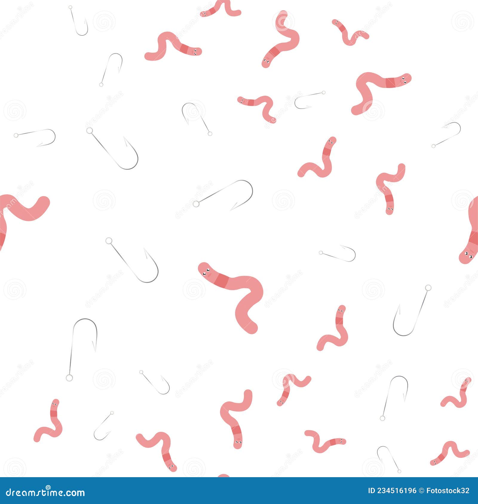 Seamless Pattern of Worms and Hooks Stock Illustration - Illustration ...