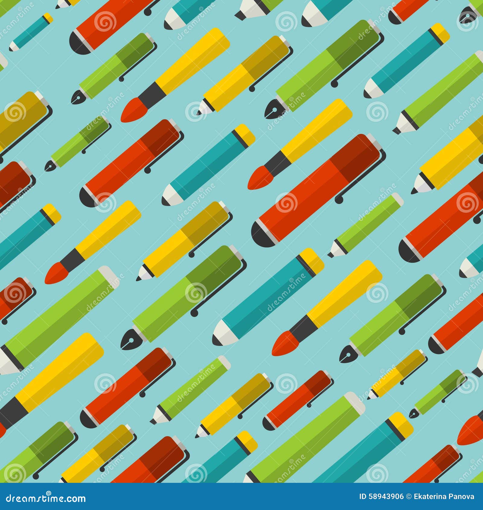 Seamless Pattern with Writing Utensils. Stock Illustration ...