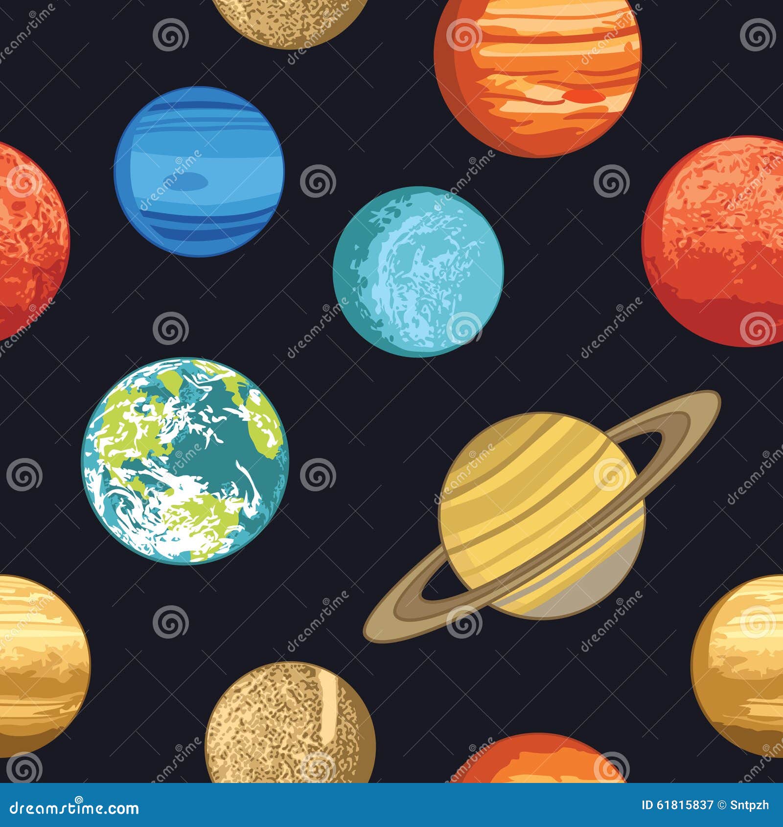 Seamless Pattern with Solar System Planets. Stock Vector - Illustration ...
