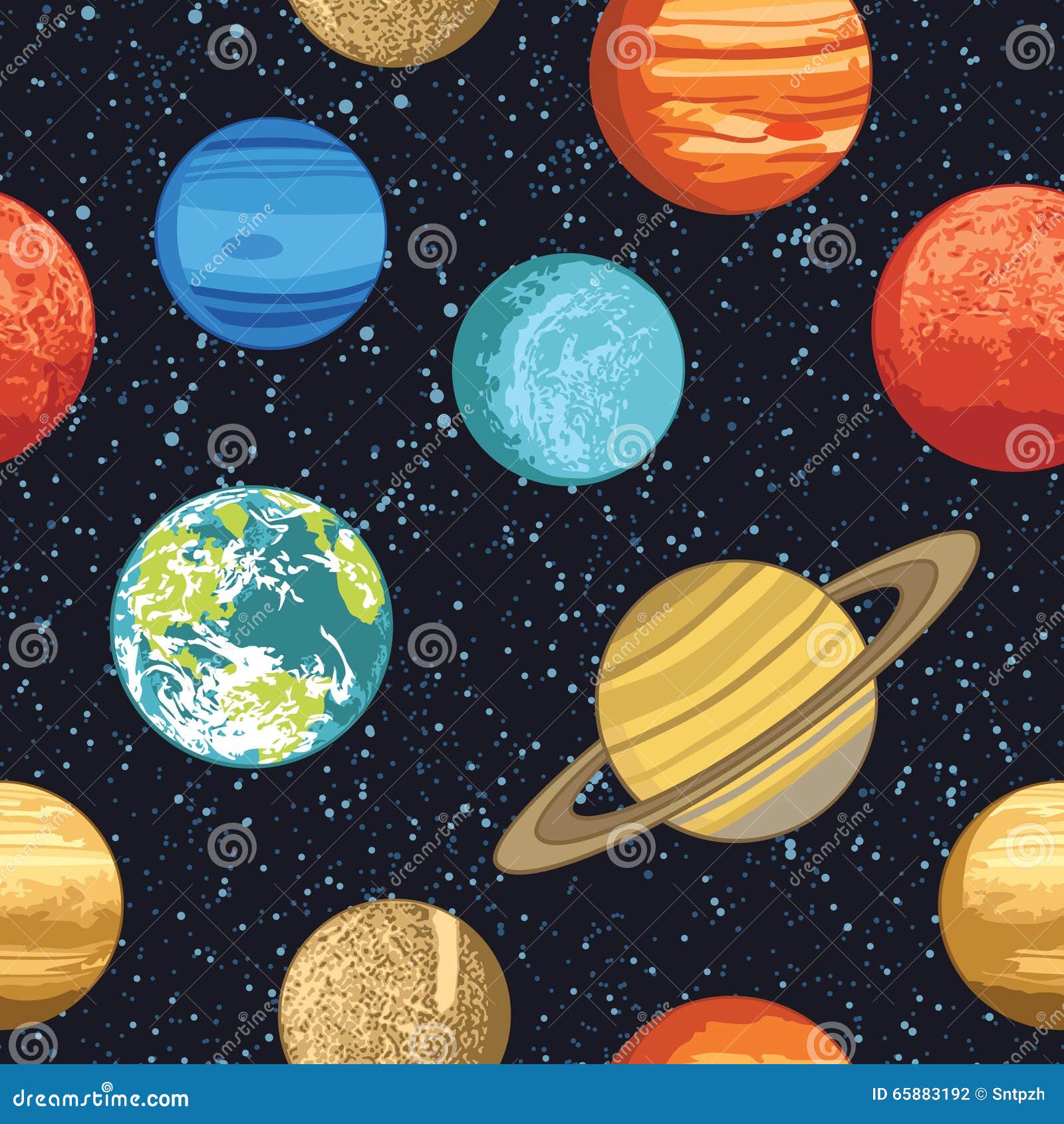 Seamless Pattern with Solar System Planets. Stock Vector - Illustration ...