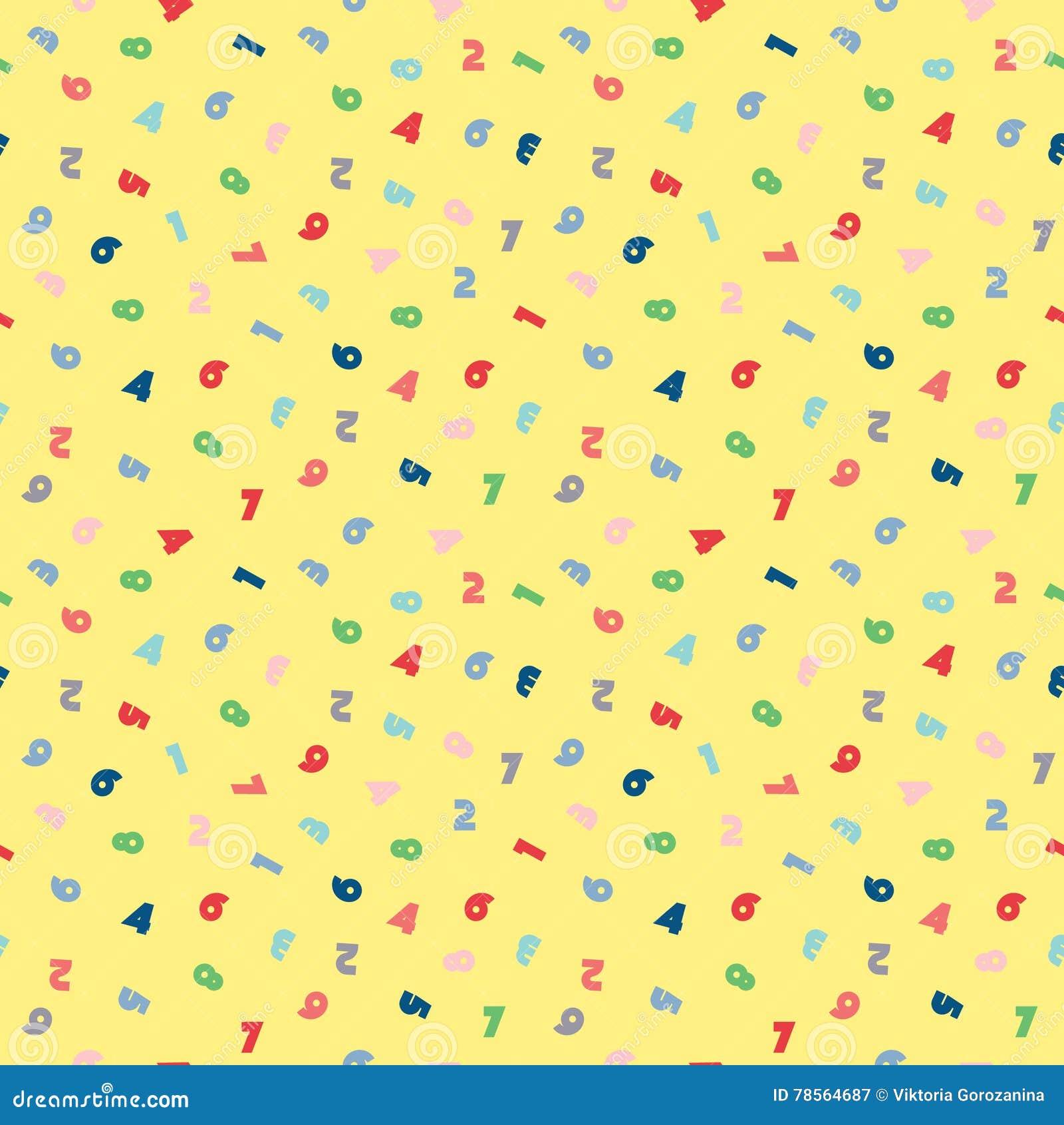 Seamless Pattern with Yellow Background and Colorful Numbers. Pattern ...