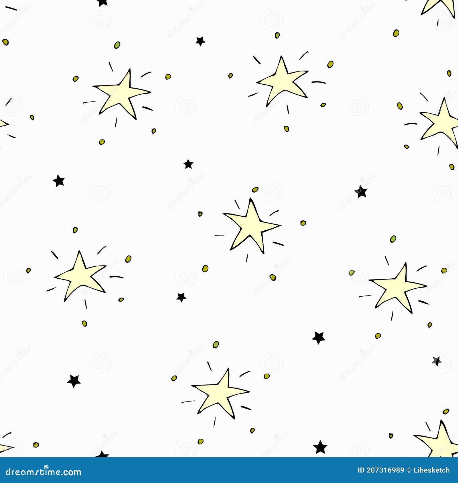 Seamless Pattern with Yellow and Black Stars. Stock Vector ...