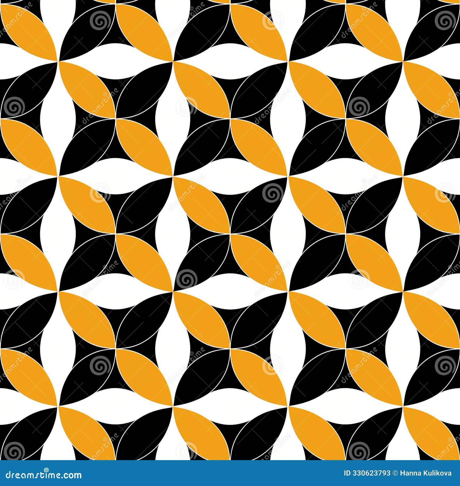 Seamless Pattern of Yellow, Black and White Geometric Shapes. Stock ...