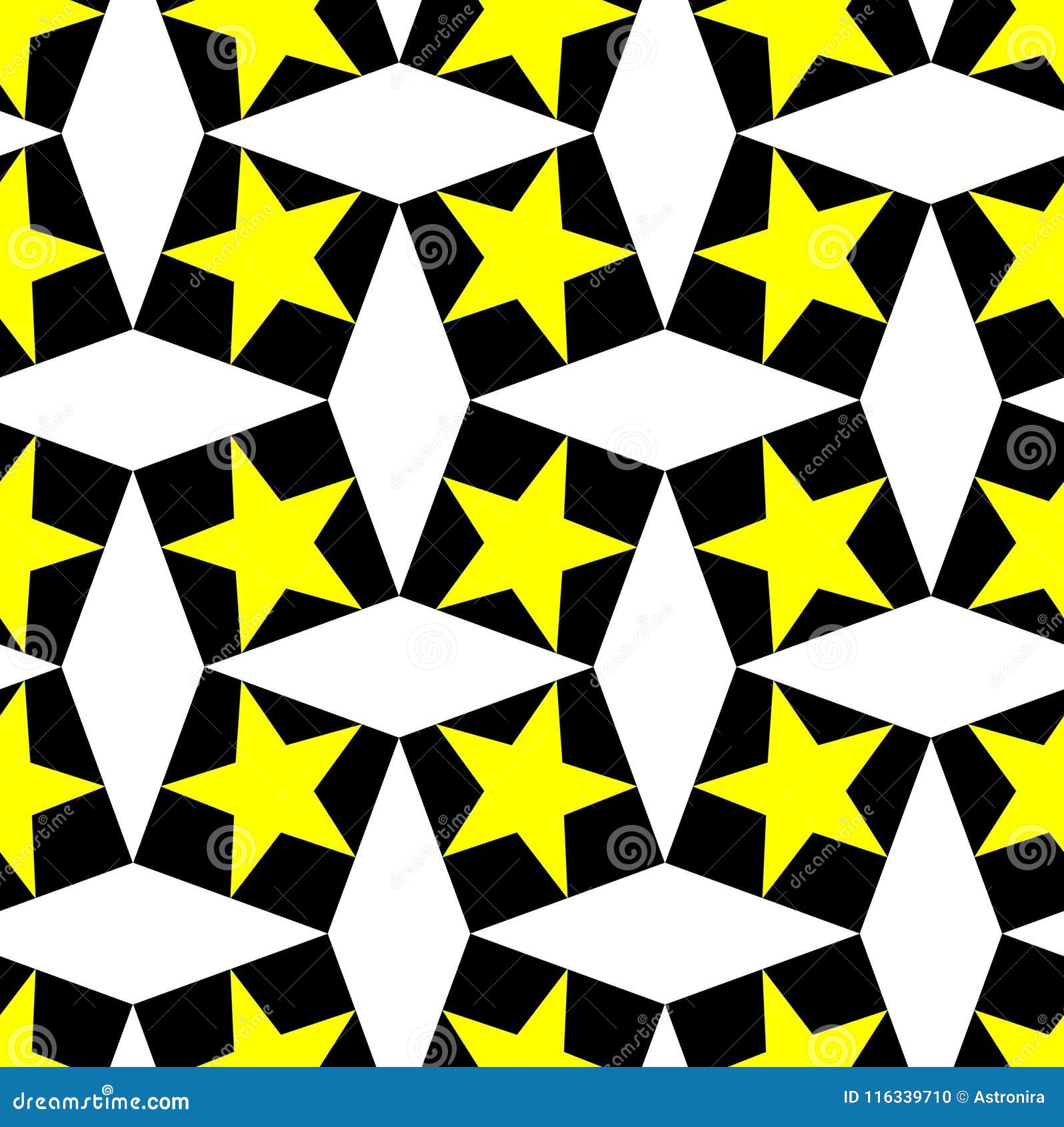 Seamless Pattern with a Yellow Decorative Pentagonal Star Stock Photo ...