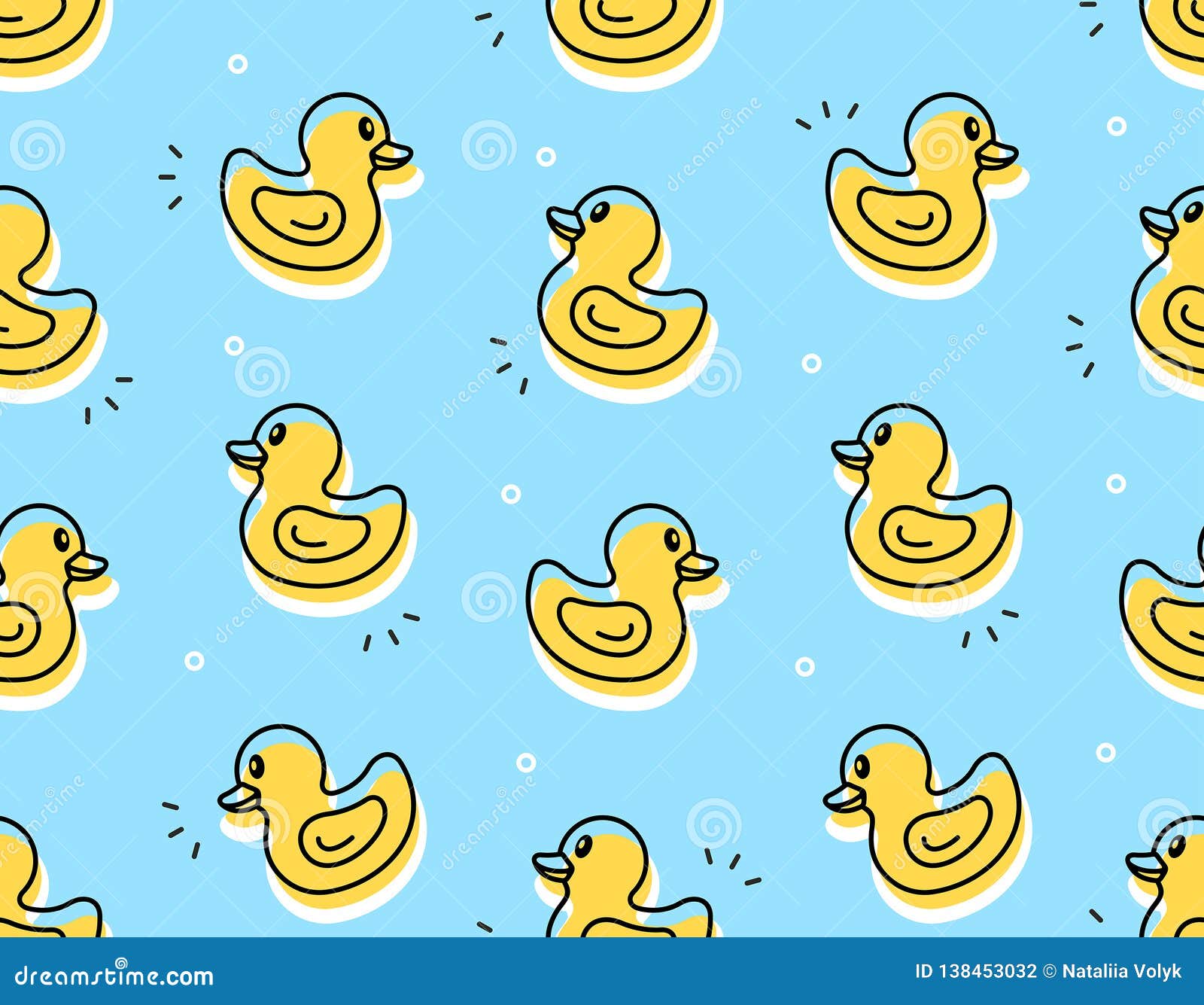 Seamless Pattern with Yellow Duck Stock Vector - Illustration of blue ...