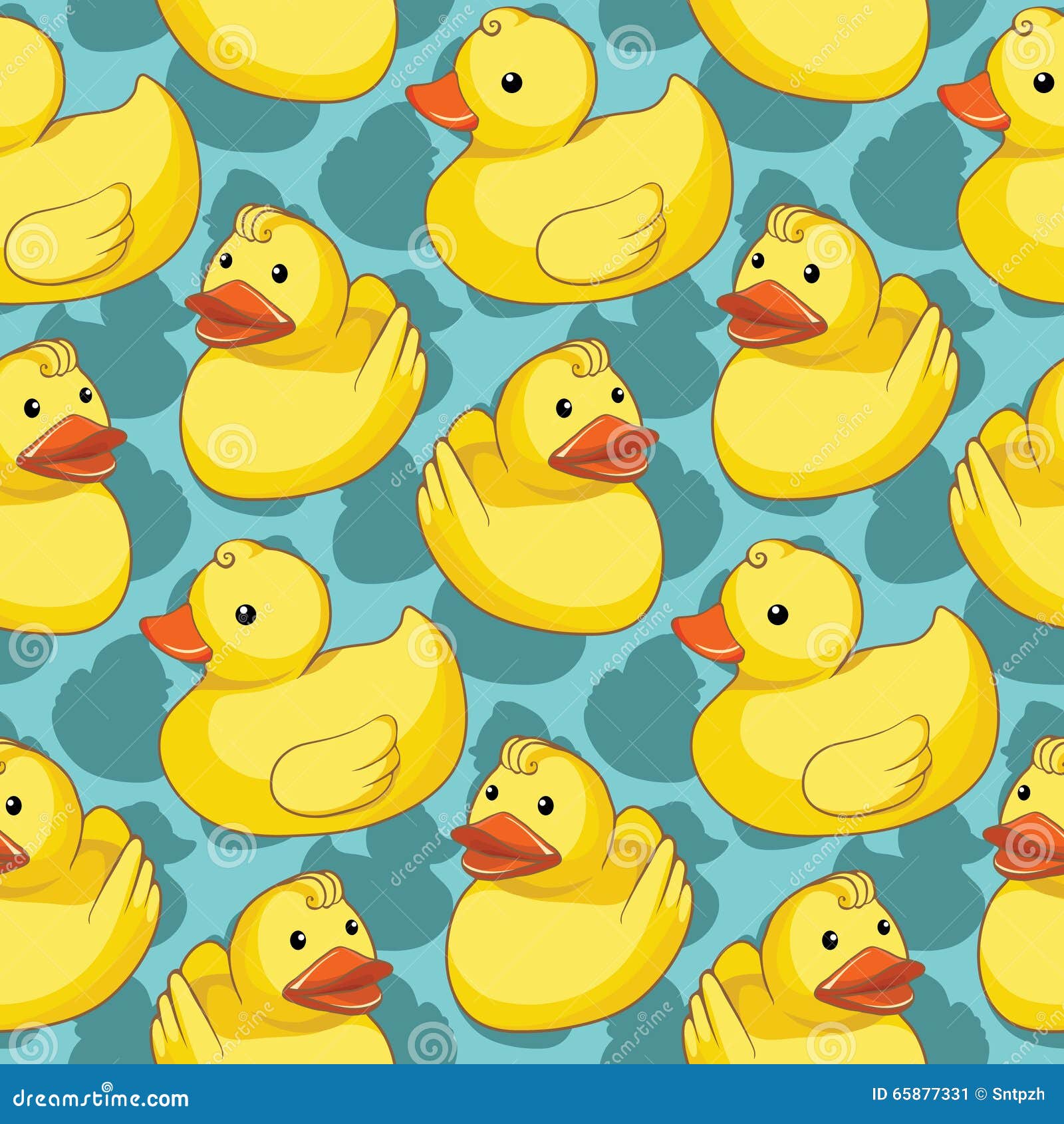 Seamless Pattern with Yellow Ducks. Stock Vector - Illustration of bird ...