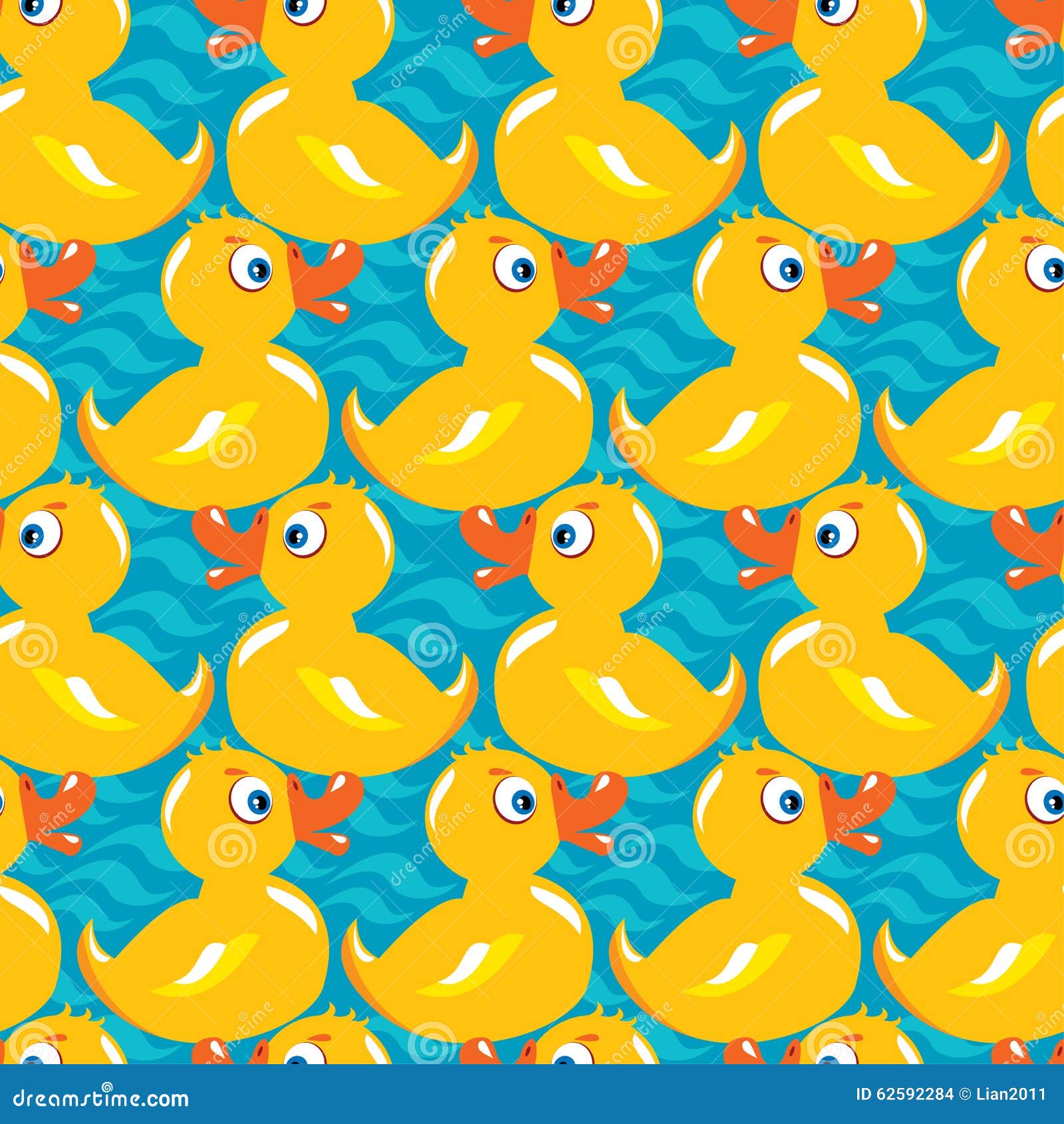 Seamless Pattern with Yellow Ducks, Childish Background Stock Vector ...