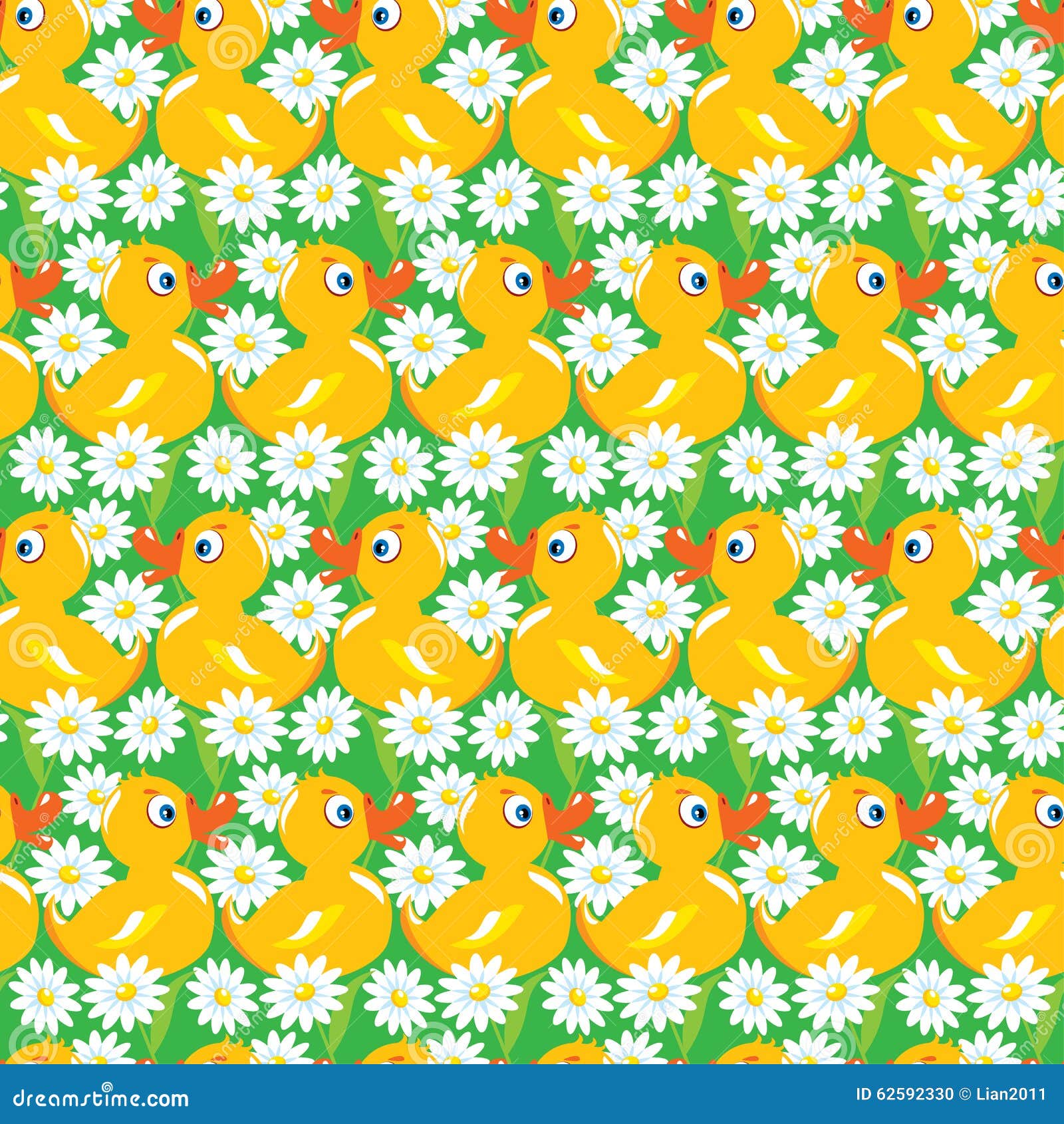 Seamless Pattern with Yellow Ducks, Childish Background Stock Vector ...