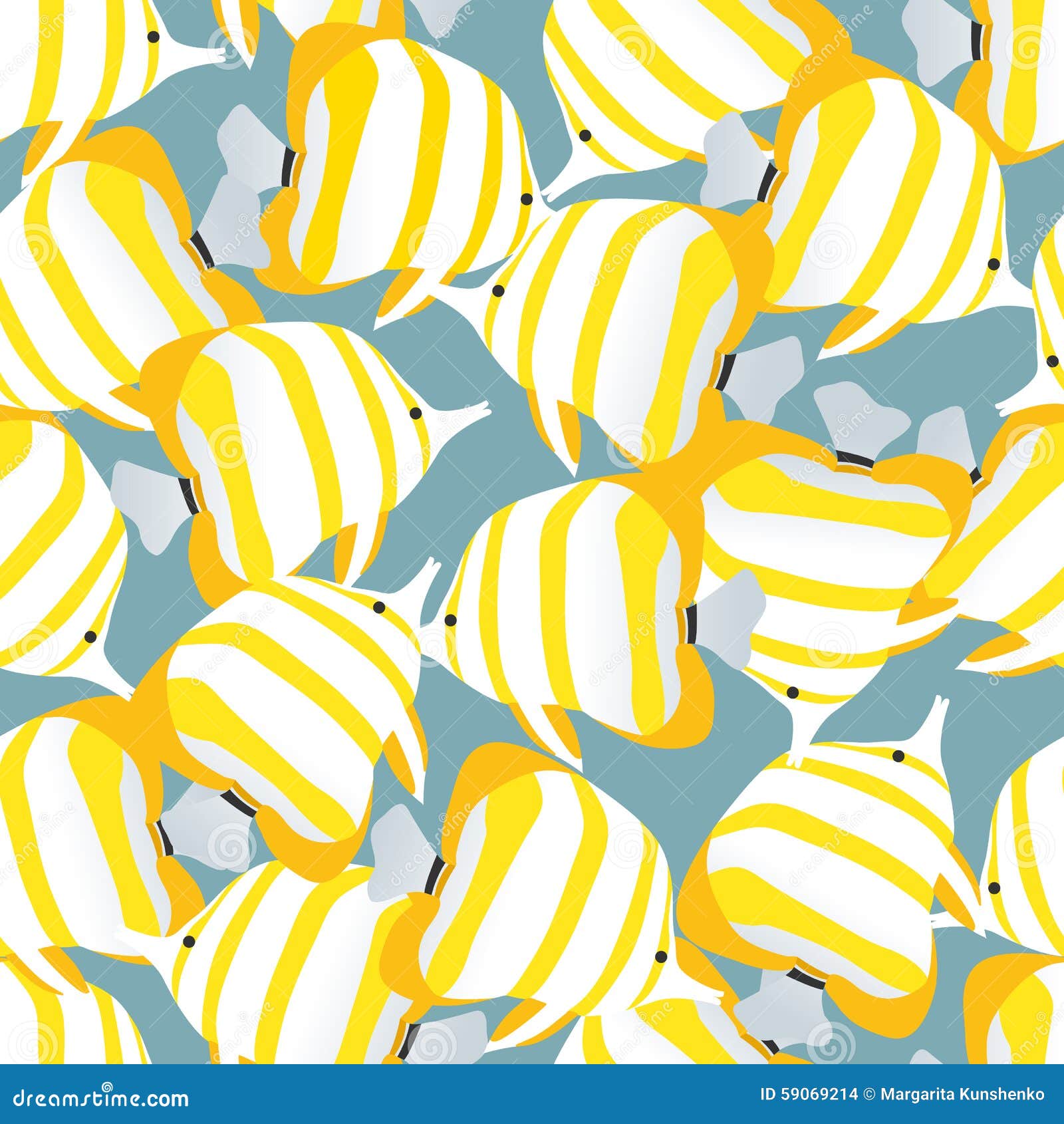Seamless Pattern with Yellow Fishes Stock Vector - Illustration of ...