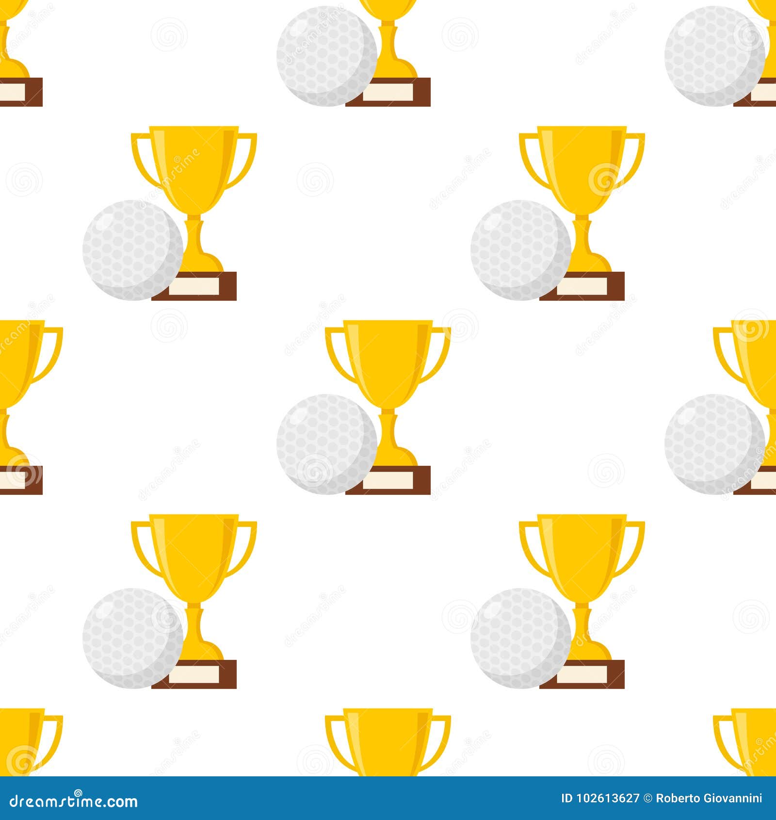 Trophy Cup and Golf Ball Seamless Pattern Stock Vector - Illustration ...