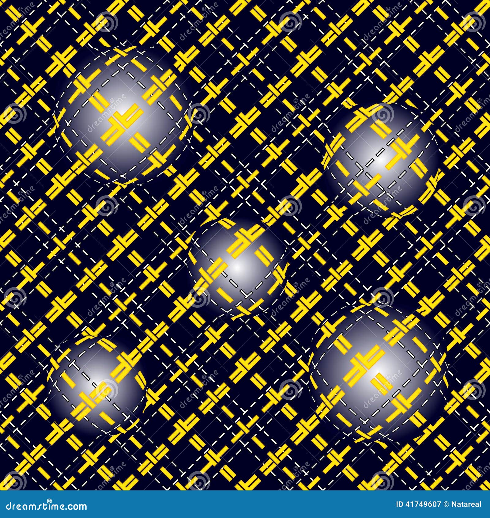 Seamless Pattern of Yellow Grid with Convex Lighti Stock Vector ...